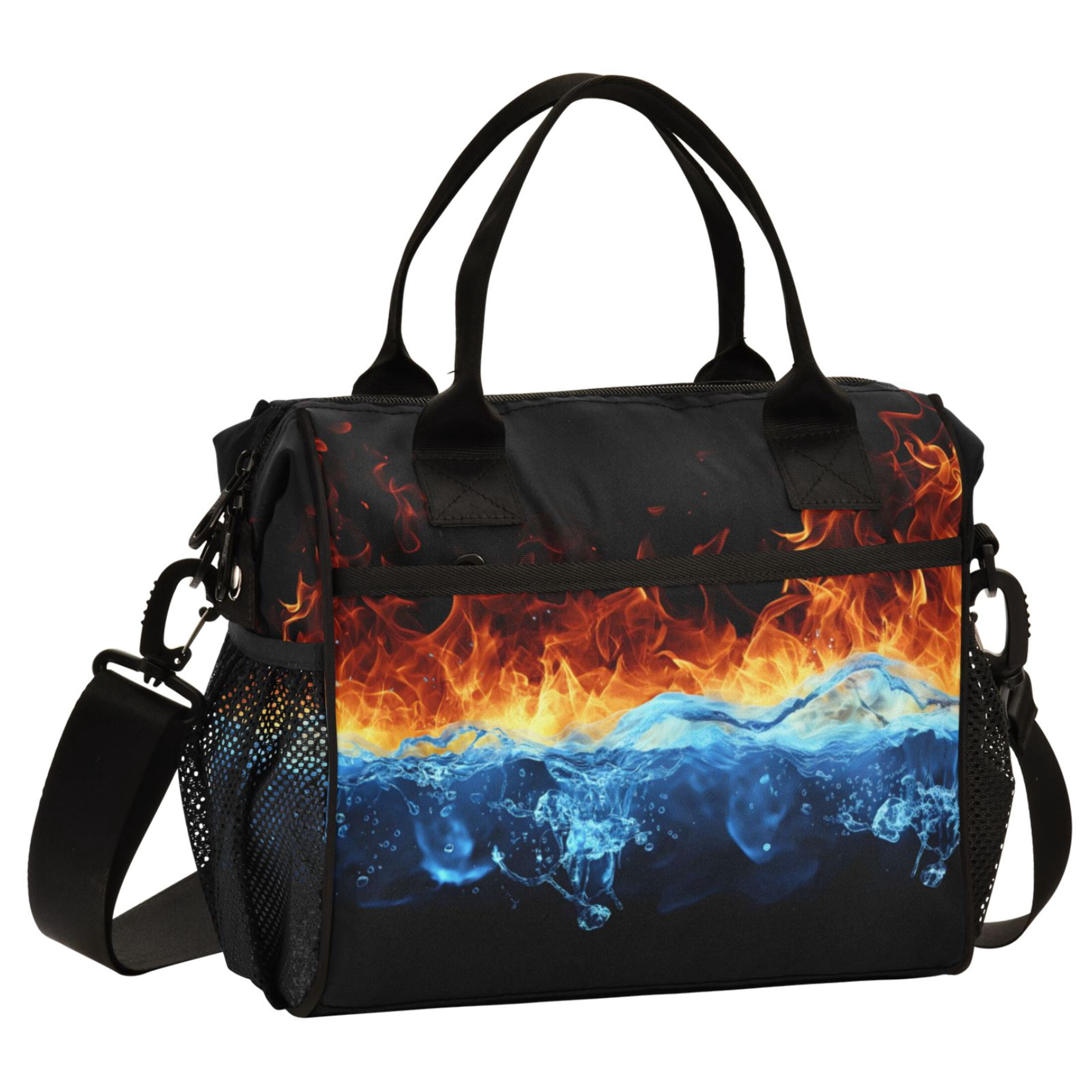 ALAZA Fire and Water Print Cooler Lunch Bag Insulated Reusable Lunch ...