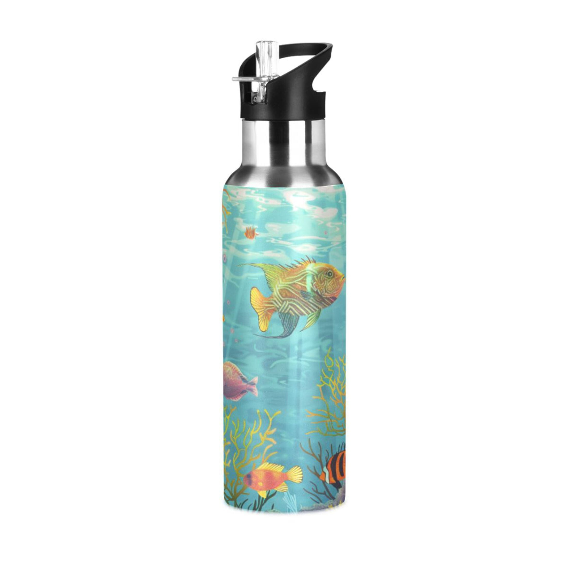 ALAZA Fish Ocean View Pattern Water Bottle Insulated Flask Stainless ...