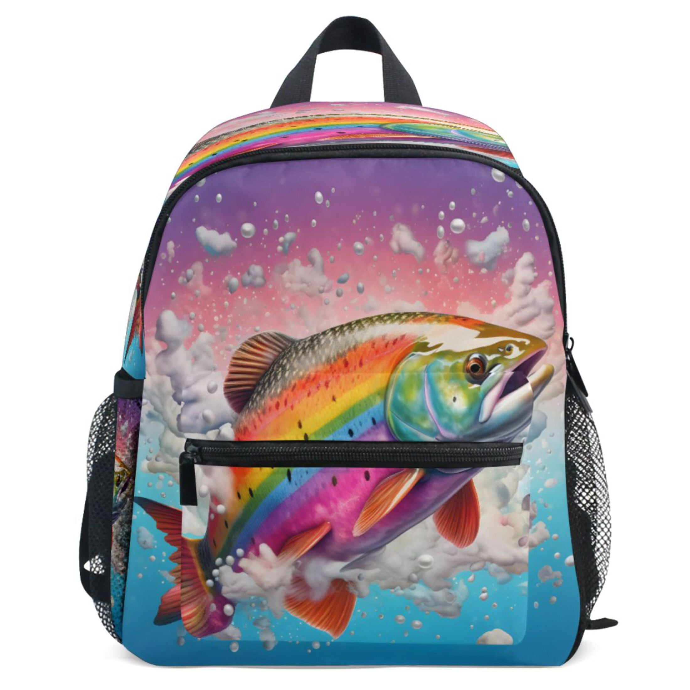 ALAZA Fish with Rainbow Pattern School Backpack Student Bookbag Mini ...