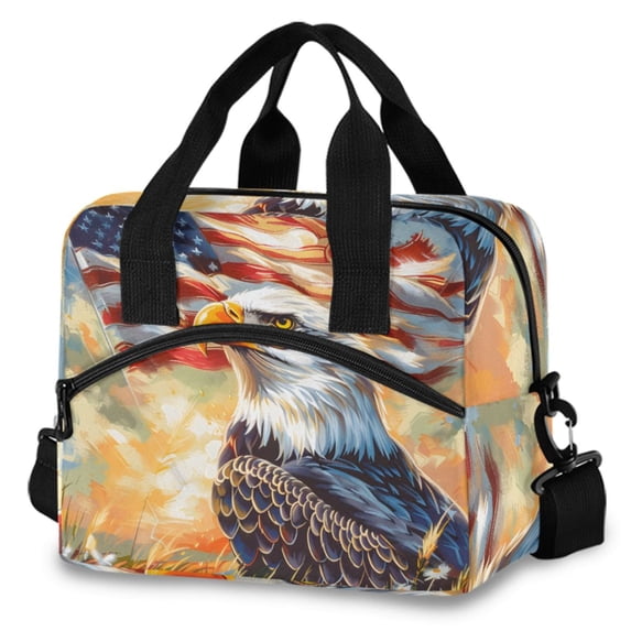 ALAZA Flag Eagle Field Insulated Lunch Box Large Reusable Cooler Bag ...