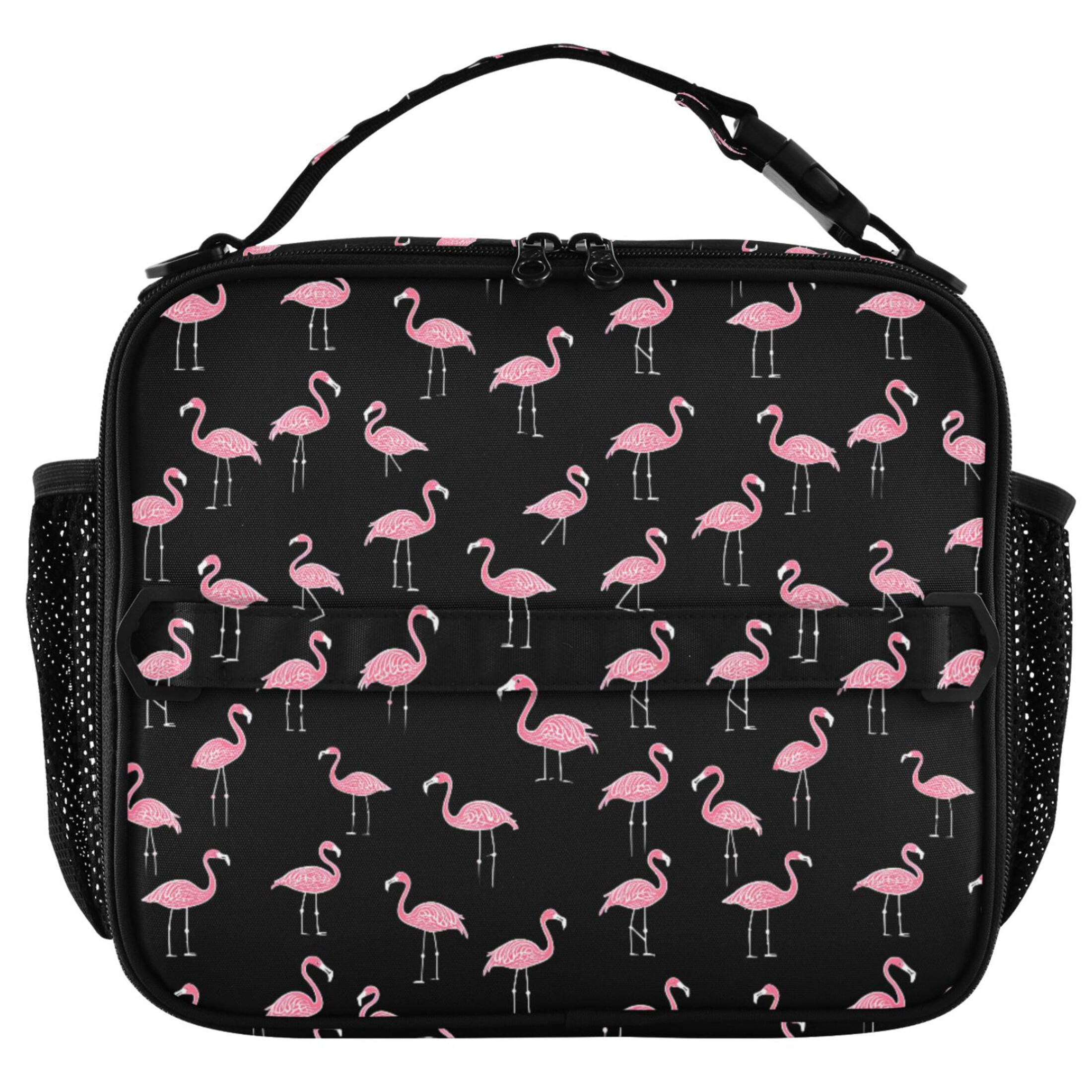 ALAZA Flamingo Black-h1 Insulated Lunch Box Lunch Bag Cooler Tote with ...
