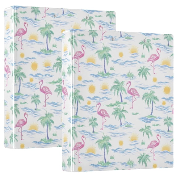 ALAZA Flamingo Palm Tree Sun Hardcover 3 Ring Binder 1.5" D-Rings with ...
