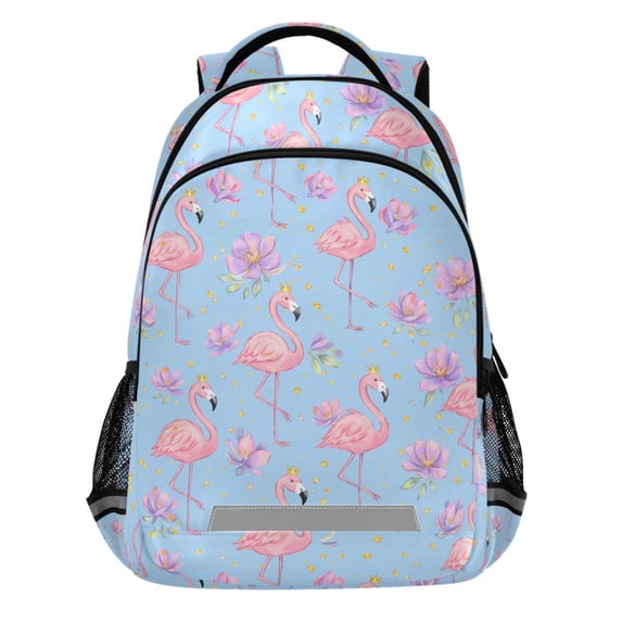 ALAZA Flamingo Purple Flowers Pattern Backpack Elementary School Bags ...