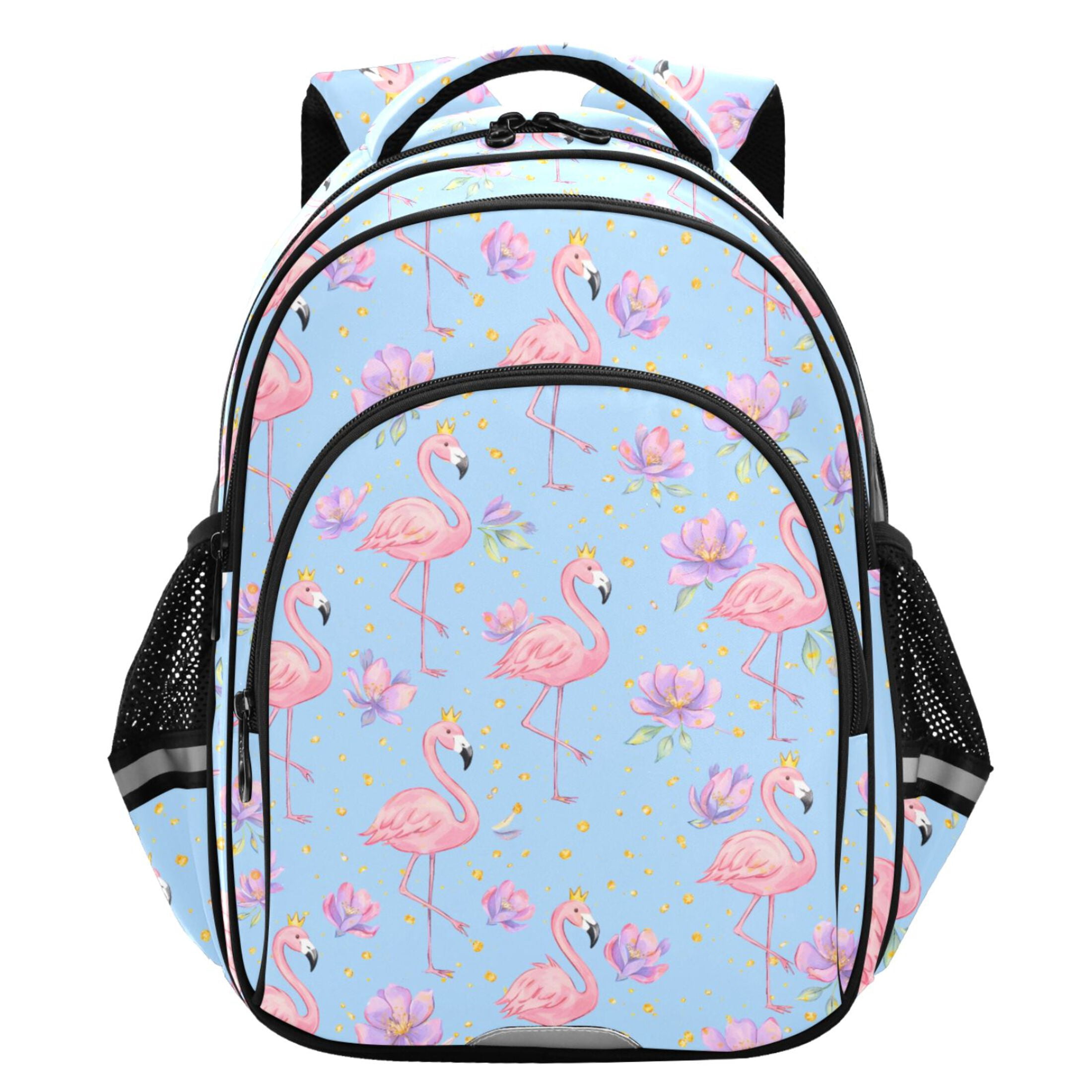 ALAZA Flamingo Purple Flowers School Backpack Elementary Bag Student ...