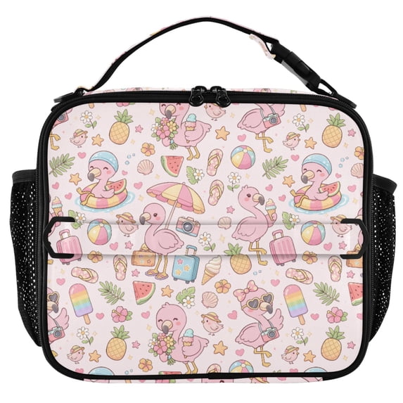 ALAZA Flamingo Summer Beach Insulated Lunch Box Lunch Bag Cooler Tote ...