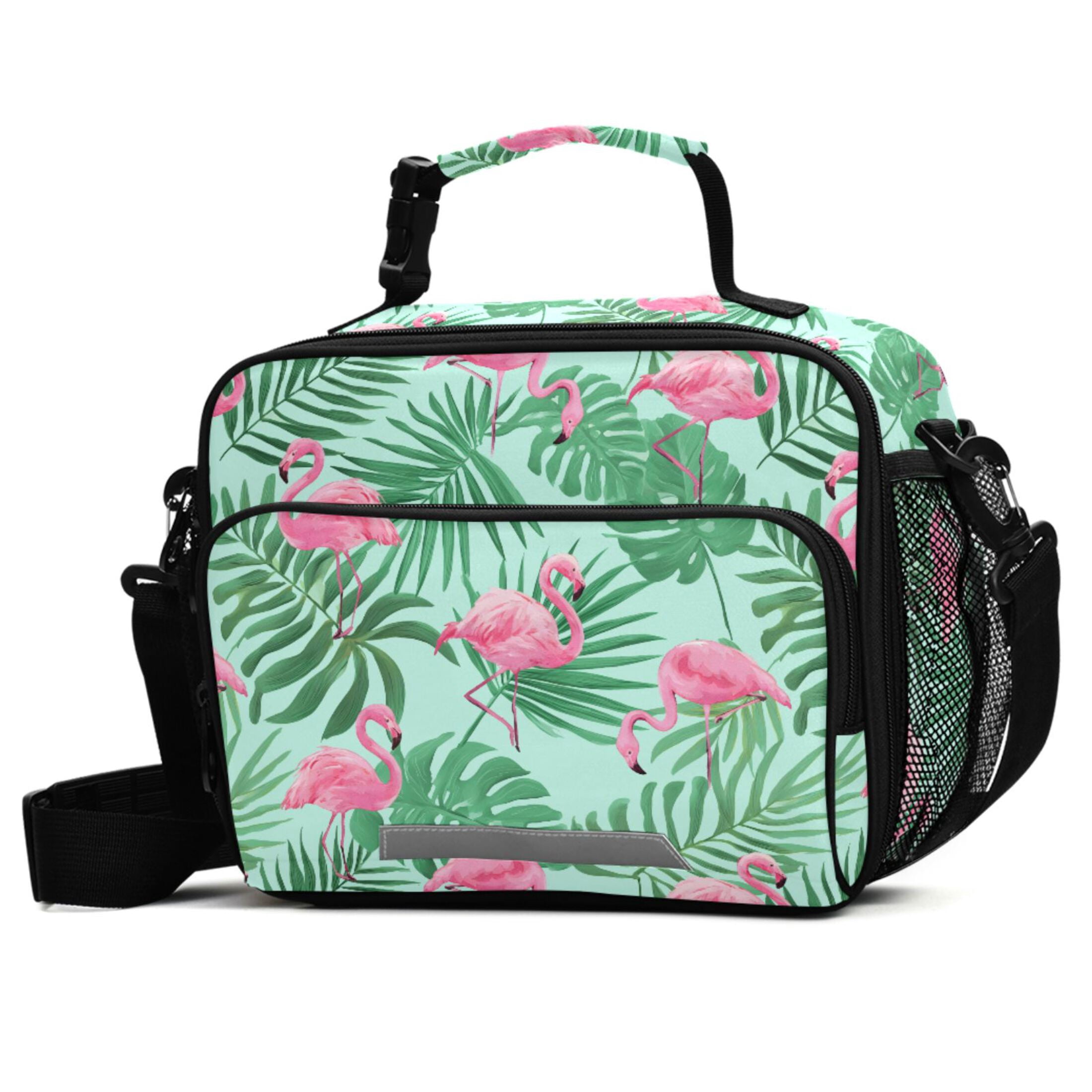 ALAZA Flamingo Tropical Leaves Lunch Box Insulated Cooler Bag Reusable ...