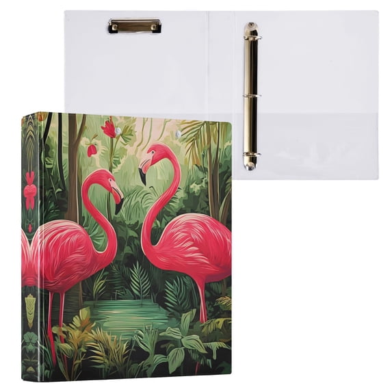 ALAZA Flamingo Tropical Rainforest Hardcover 3 Ring Binder 1.5" D-Rings ...