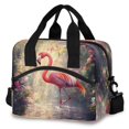ALAZA Flamingo View Insulated Lunch Box Large Reusable Cooler Bag with ...