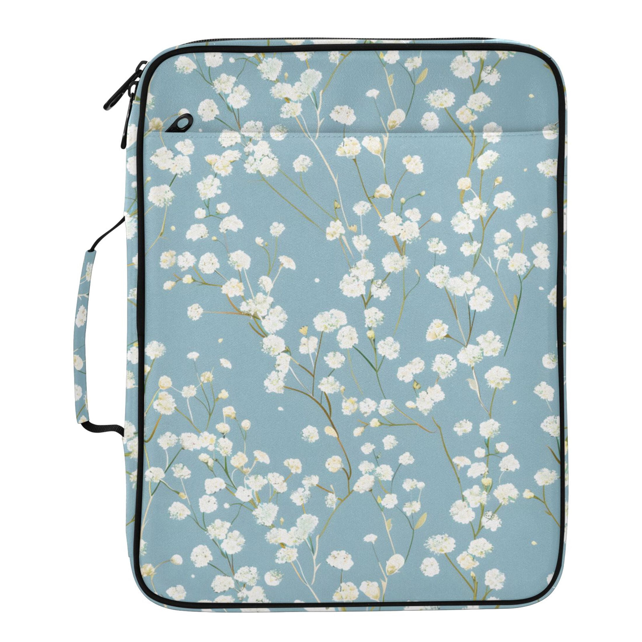 ALAZA Floral Blue Pattern Expanding Accordion File Folder 3 Ring Zipper ...