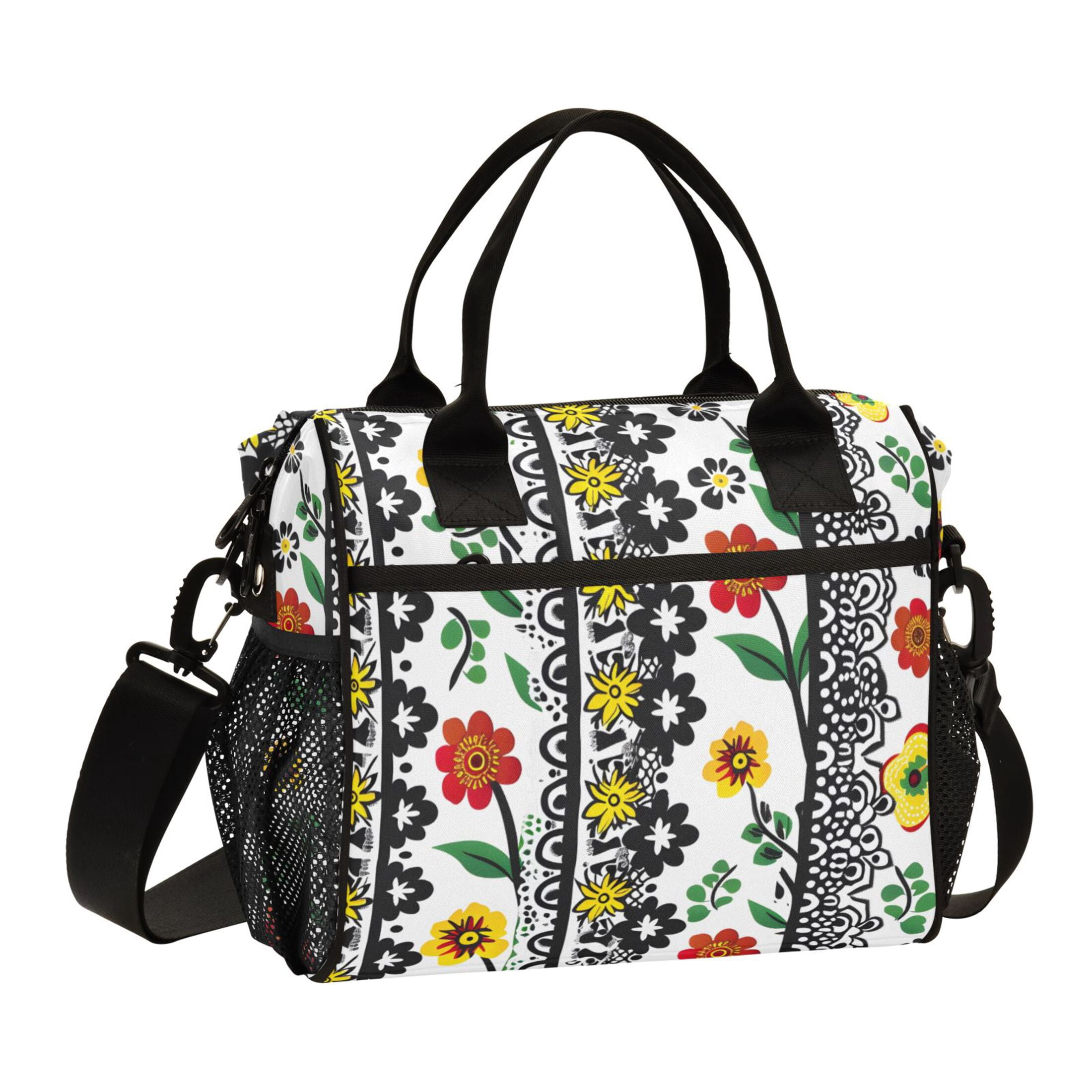 ALAZA Floral Bohomia Insulated Lunch Bag Reusable Tote Box Adjustable ...