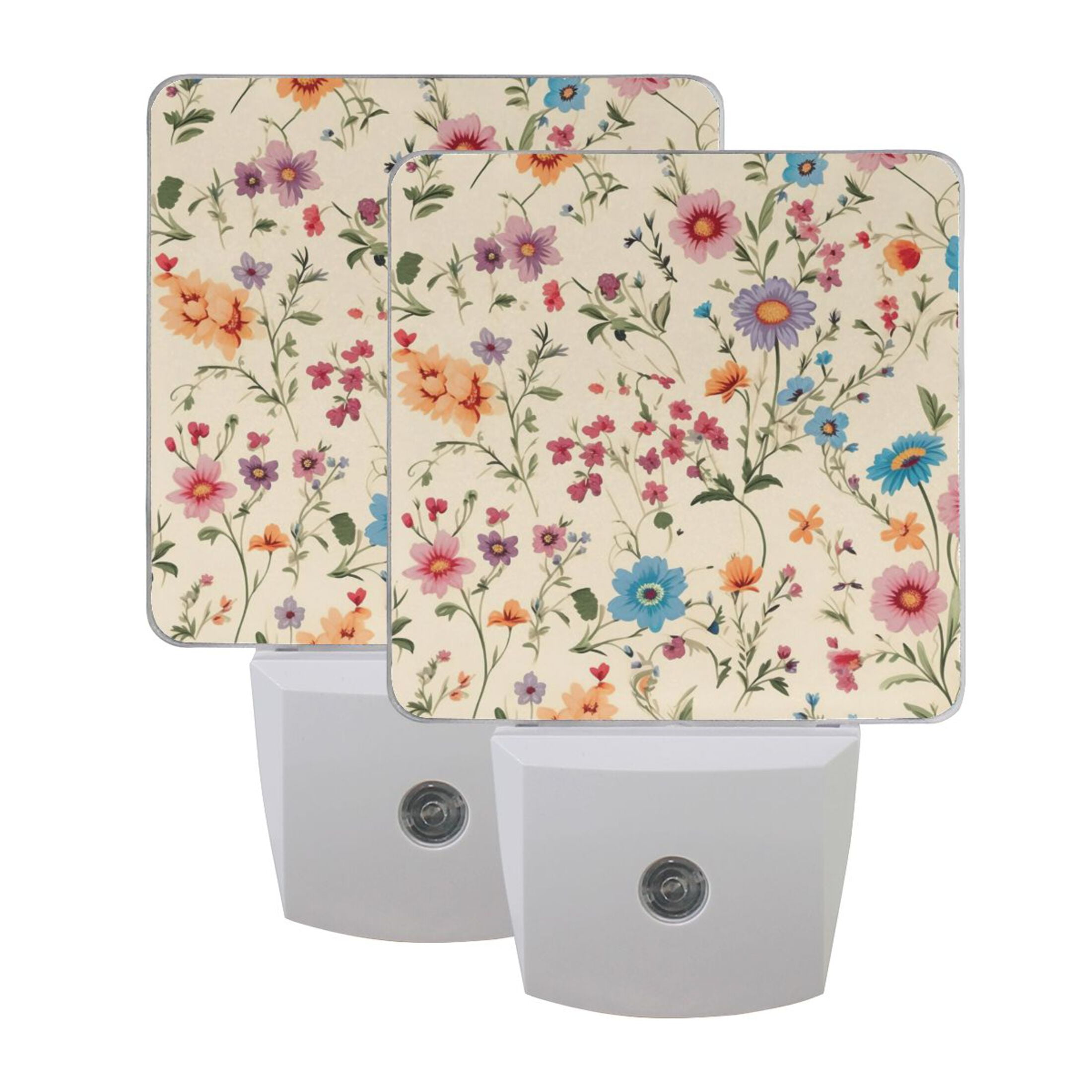 ALAZA Floral on Beige Night Lights 2 Pack Plug-in Wall LED Nightlight ...