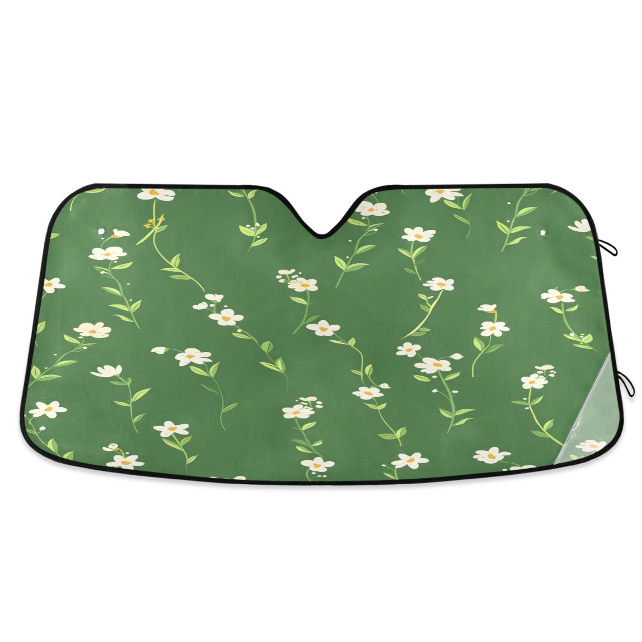 ALAZA Floral on Green Windshield Sun Shade Car Foldable Sun Visor Block ...