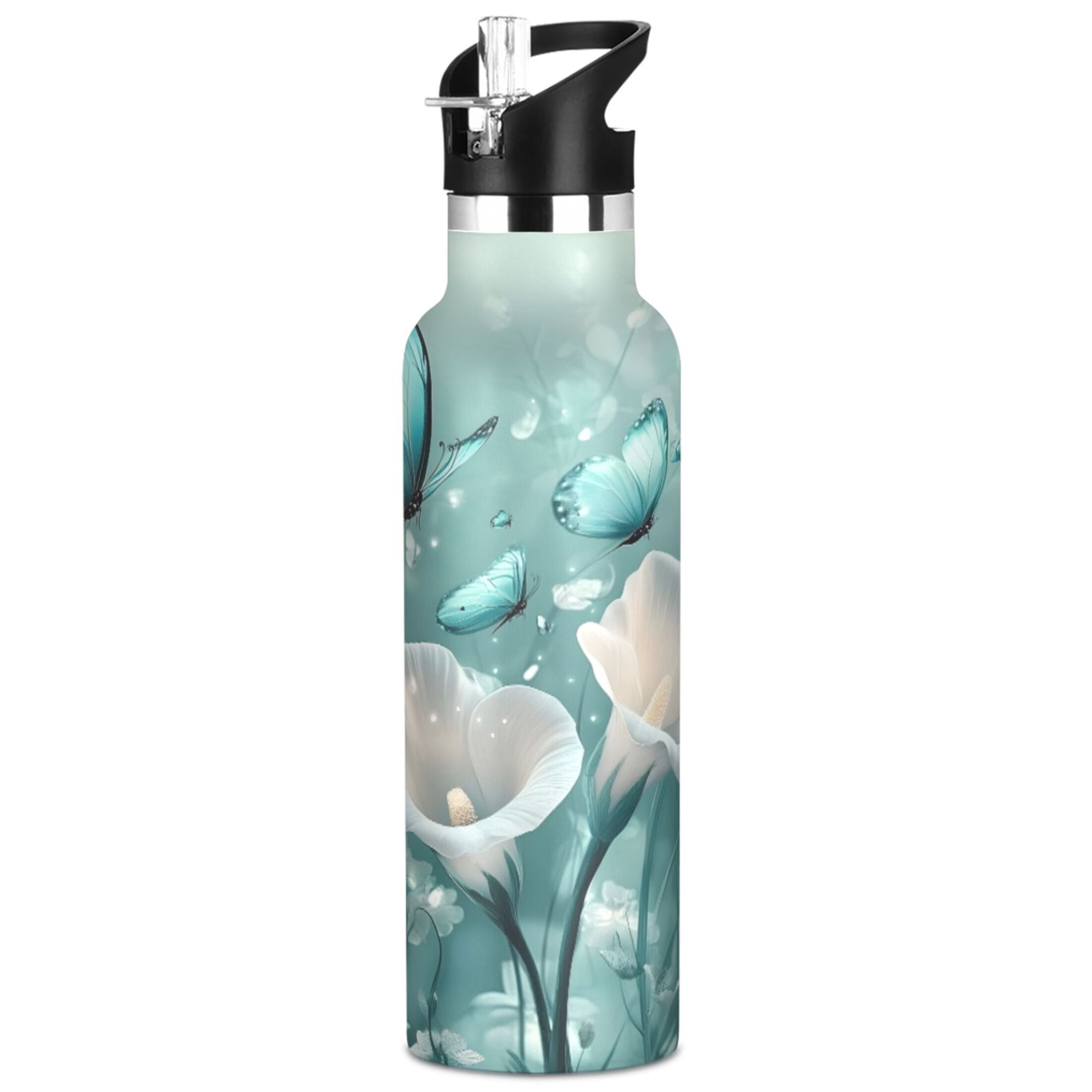 ALAZA Flower Butterfly-s1 Pattern Stainless Steel Water Bottle Vacuum ...