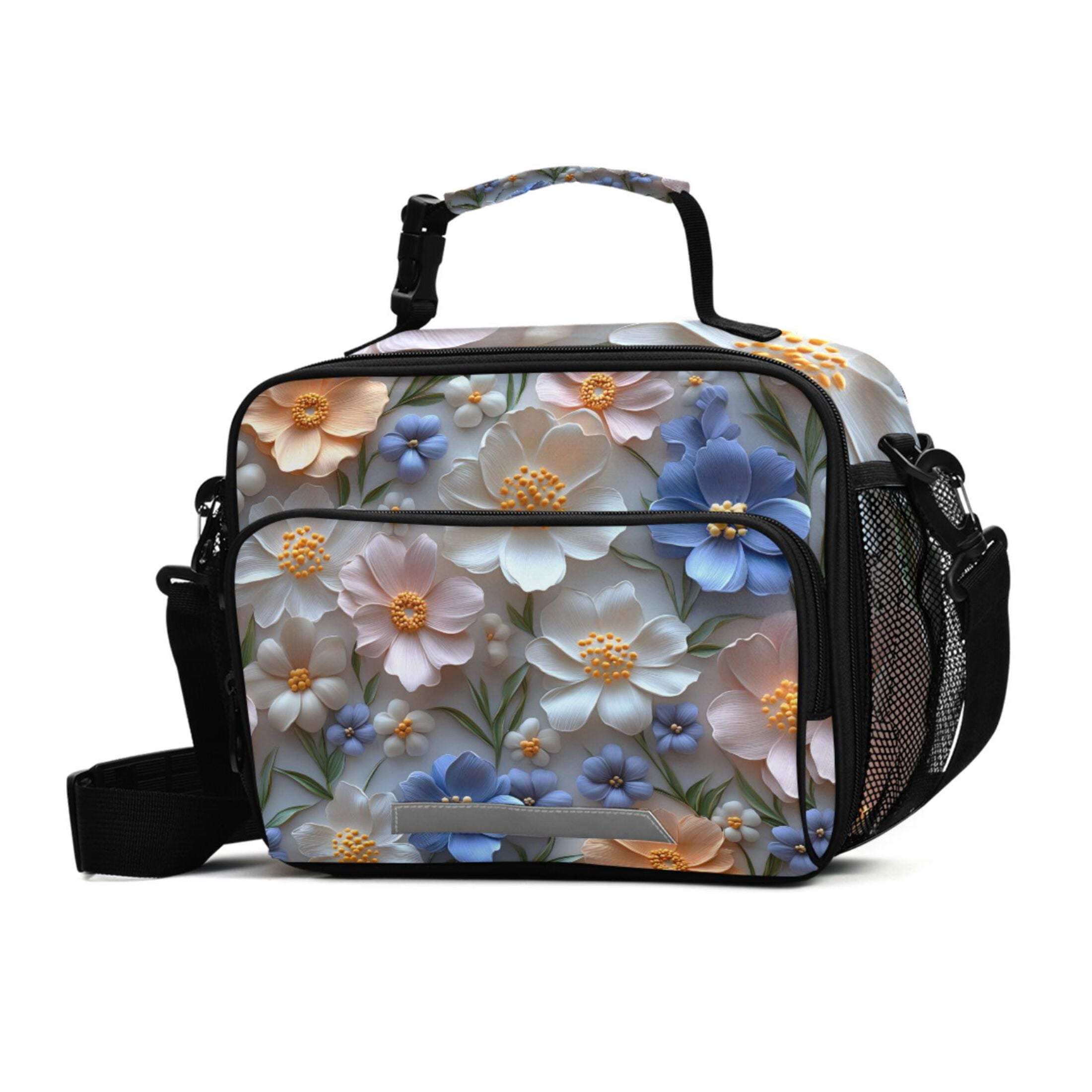 ALAZA Flower Patern Lunch Box Insulated Cooler Bag Reusable Tote Bags ...