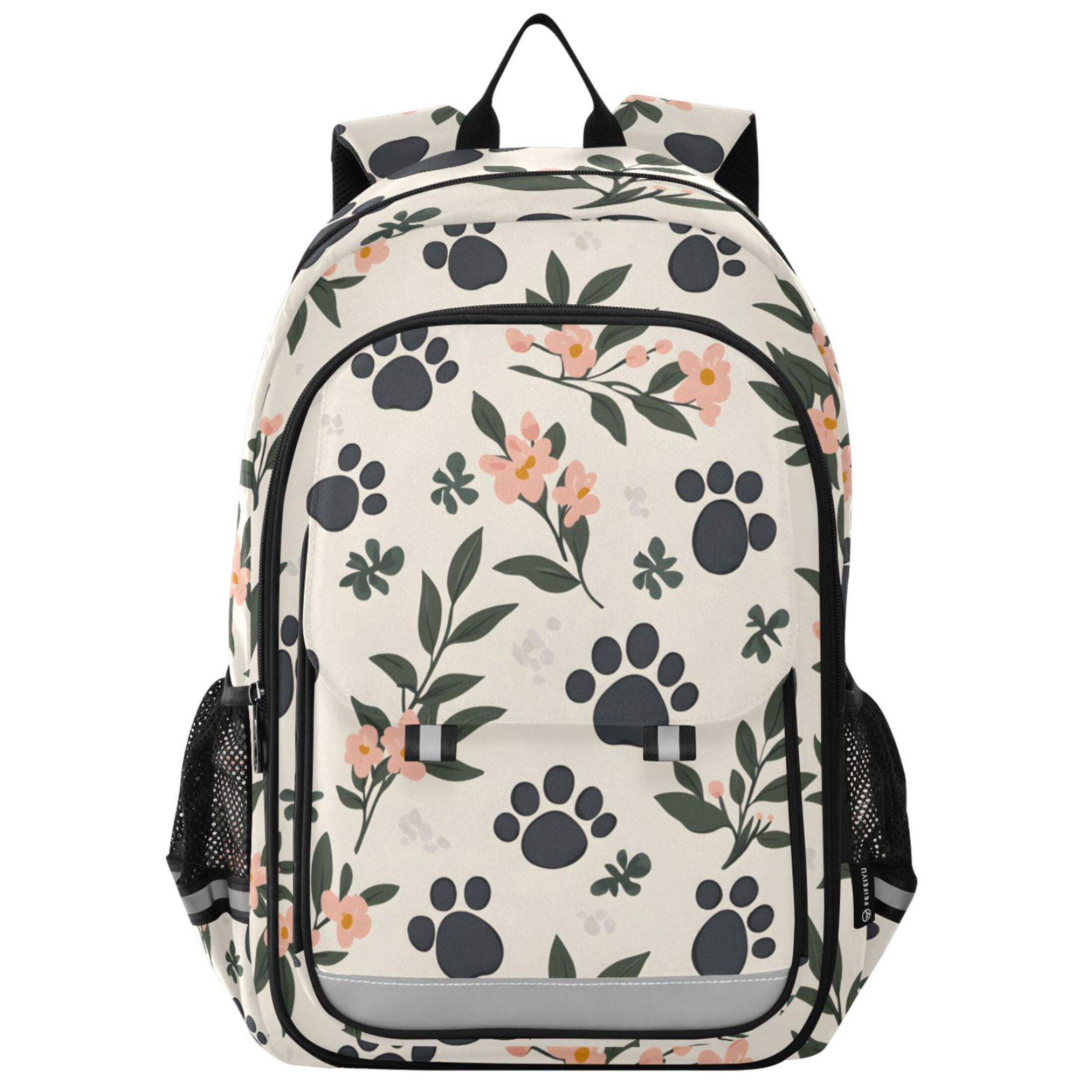 ALAZA Flower Paw Print Laptop Backpack Purse Travel Bag Casual School ...