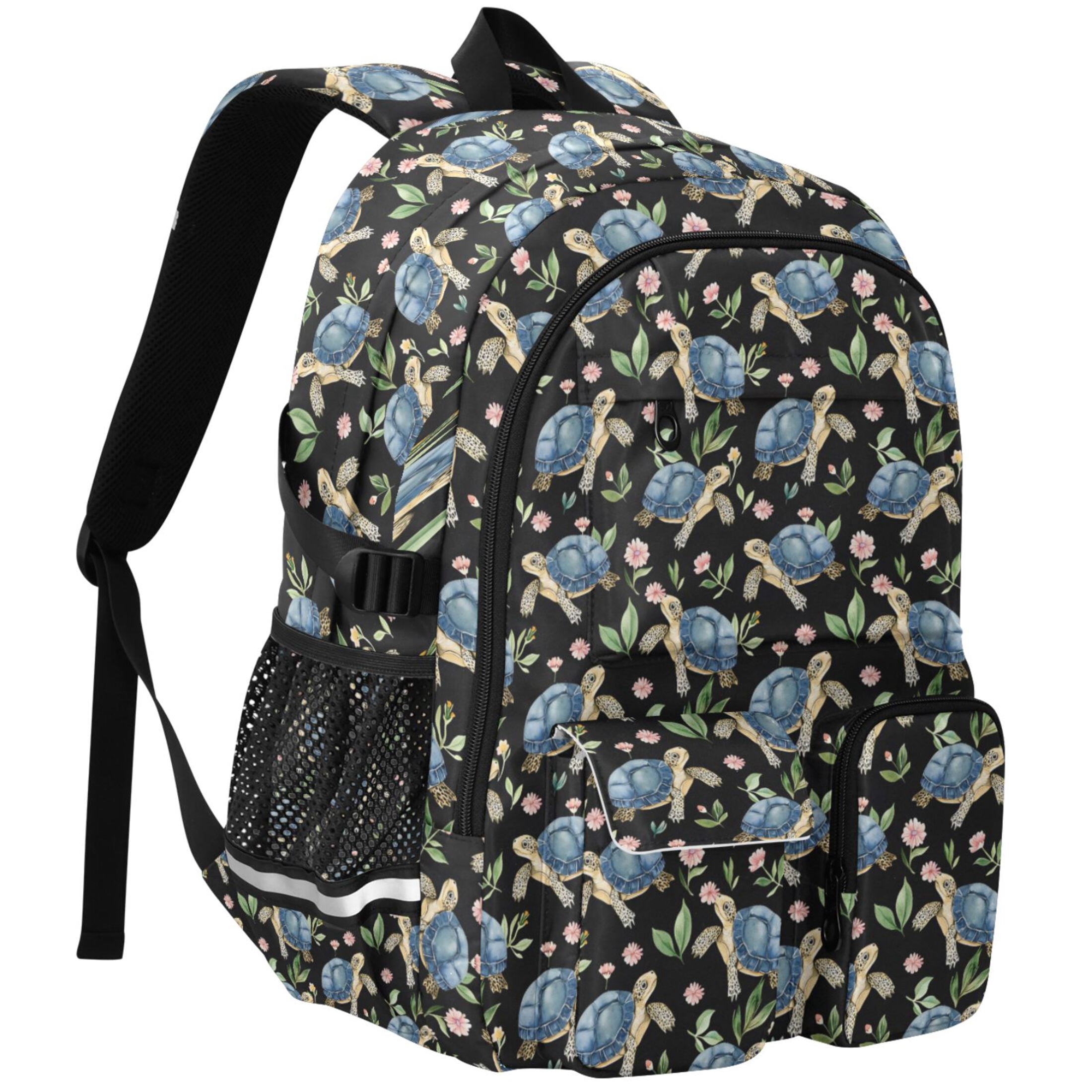 ALAZA Flower Turtles-b1 Print Student Backpack School Bookbag Large ...