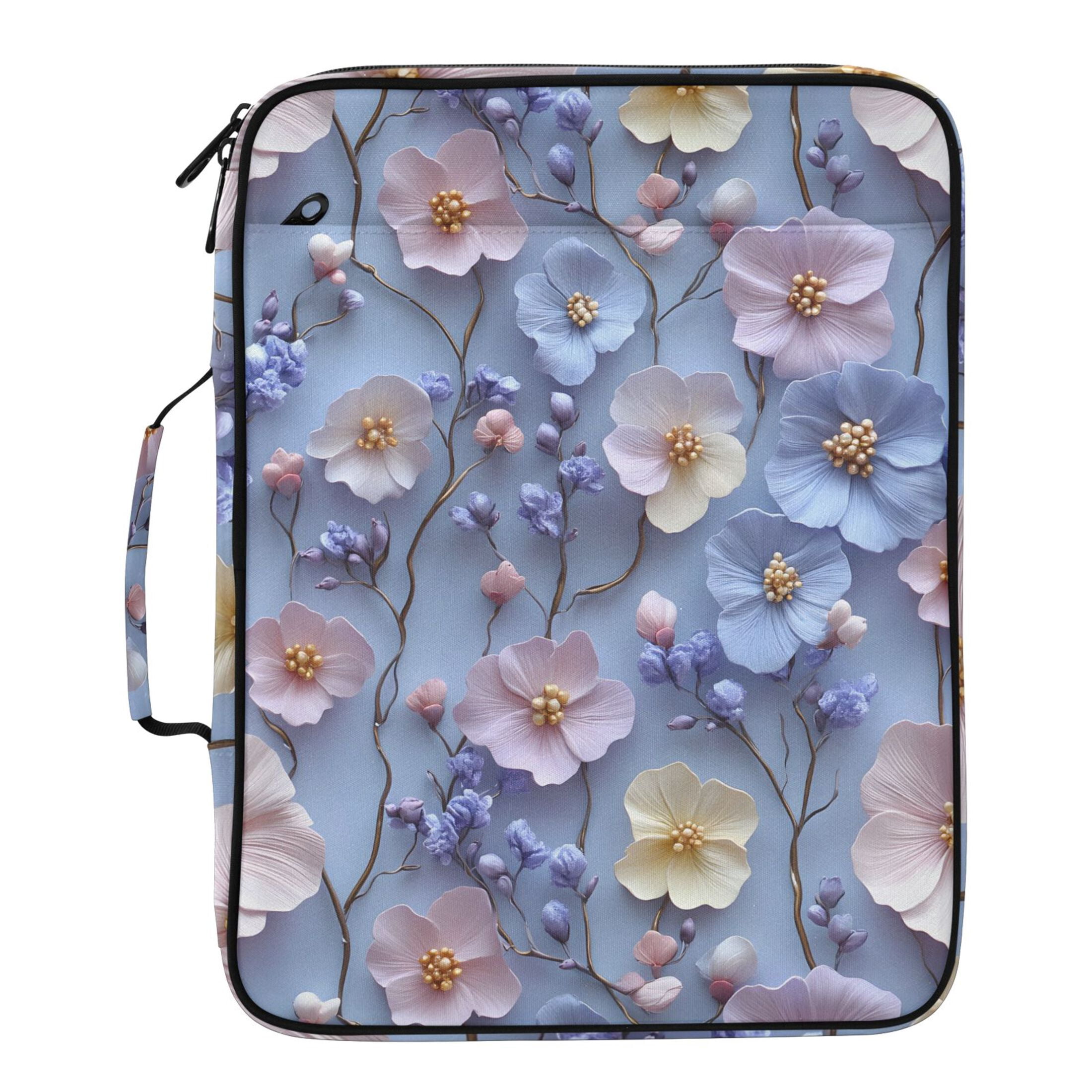 ALAZA Flower-a8 Pattern Expanding Accordion File Folder 3 Ring Zipper ...