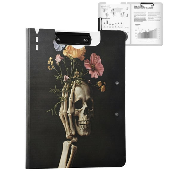 ALAZA Flower on Skeleton A4 Foldable Clipboard 360 Degree Folder Binder ...