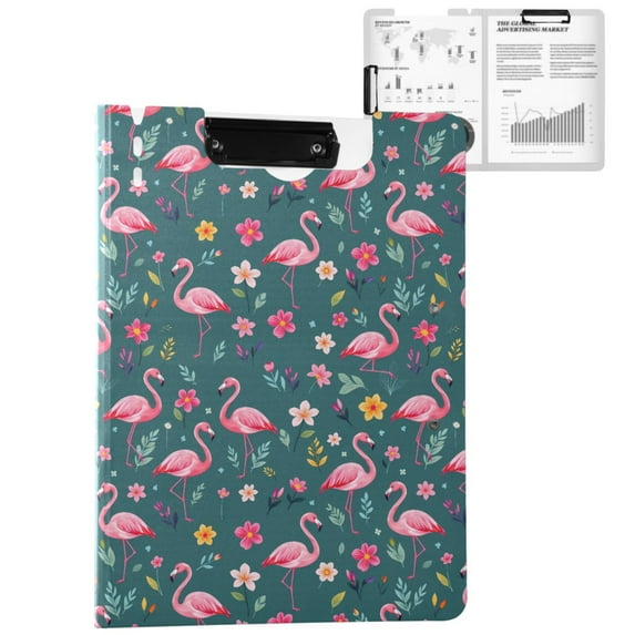 ALAZA Flowers Flamingo Leaves A4 Foldable Clipboard 360 Degree Folder ...