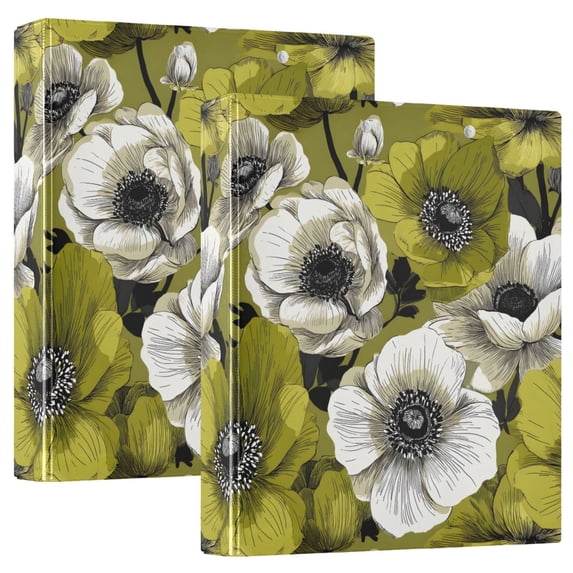 ALAZA Flowers Green Hardcover 3 Ring Binder 1.5" D-Rings with Interior ...
