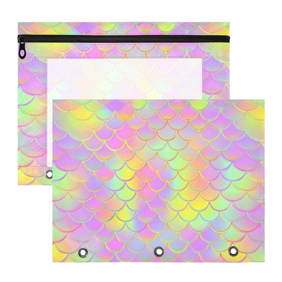 ALAZA Fluorescent Dragon Scales Pattern Pencil Pouch 3 Ring Binder with ...