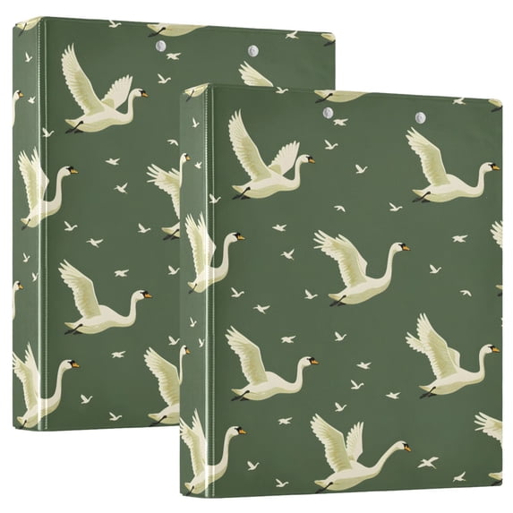 ALAZA Flying Swans Green Hardcover 3 Ring Binder 1.5" D-Rings with ...