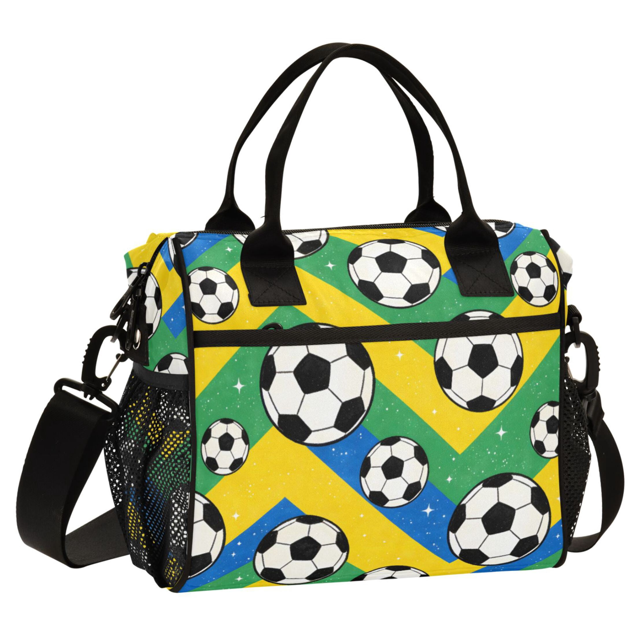 ALAZA Football on Geometry Print Cooler Lunch Bag Insulated Reusable ...