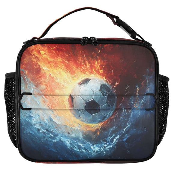 ALAZA Football Water Fire Insulated Lunch Box Lunch Bag Cooler Tote ...