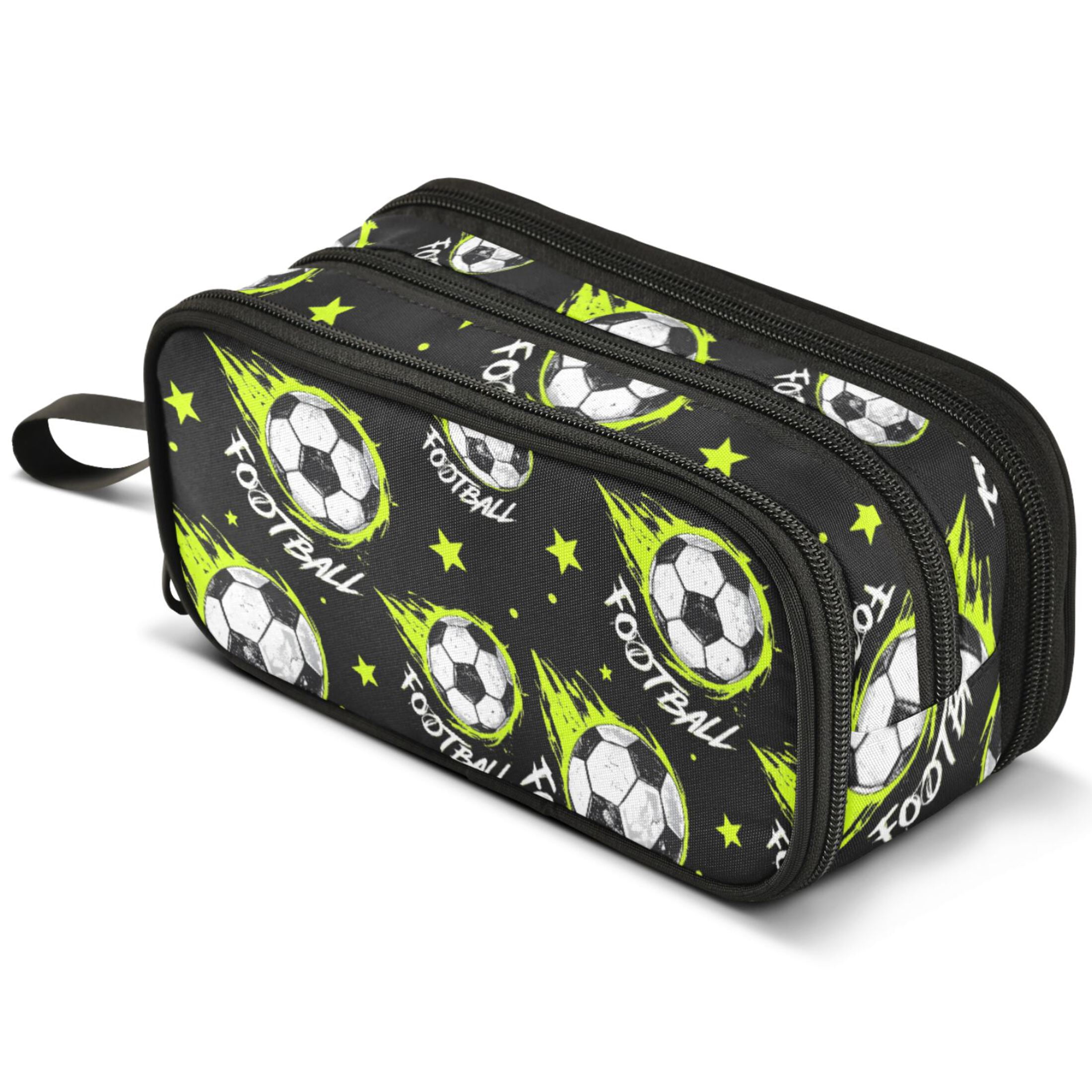 ALAZA Football and Stars Pencil Case Bag Large 3 Compartment Pen Pouch ...