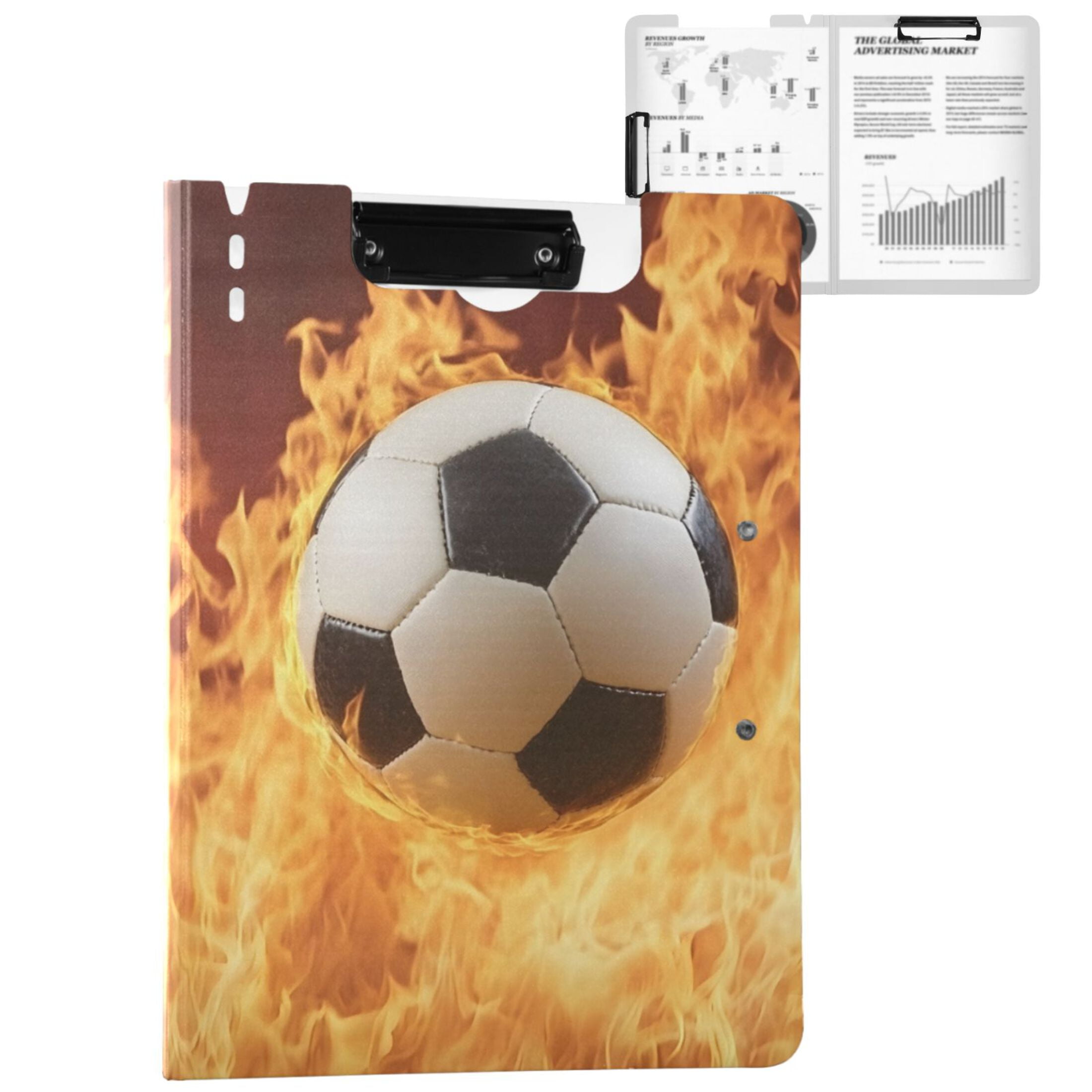 ALAZA Football in Fire A4 Foldable Clipboard 360 Degree Folder Binder ...