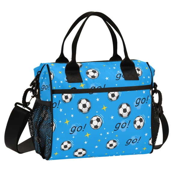 ALAZA Football on Blue Print Cooler Lunch Bag Insulated Reusable Lunch ...