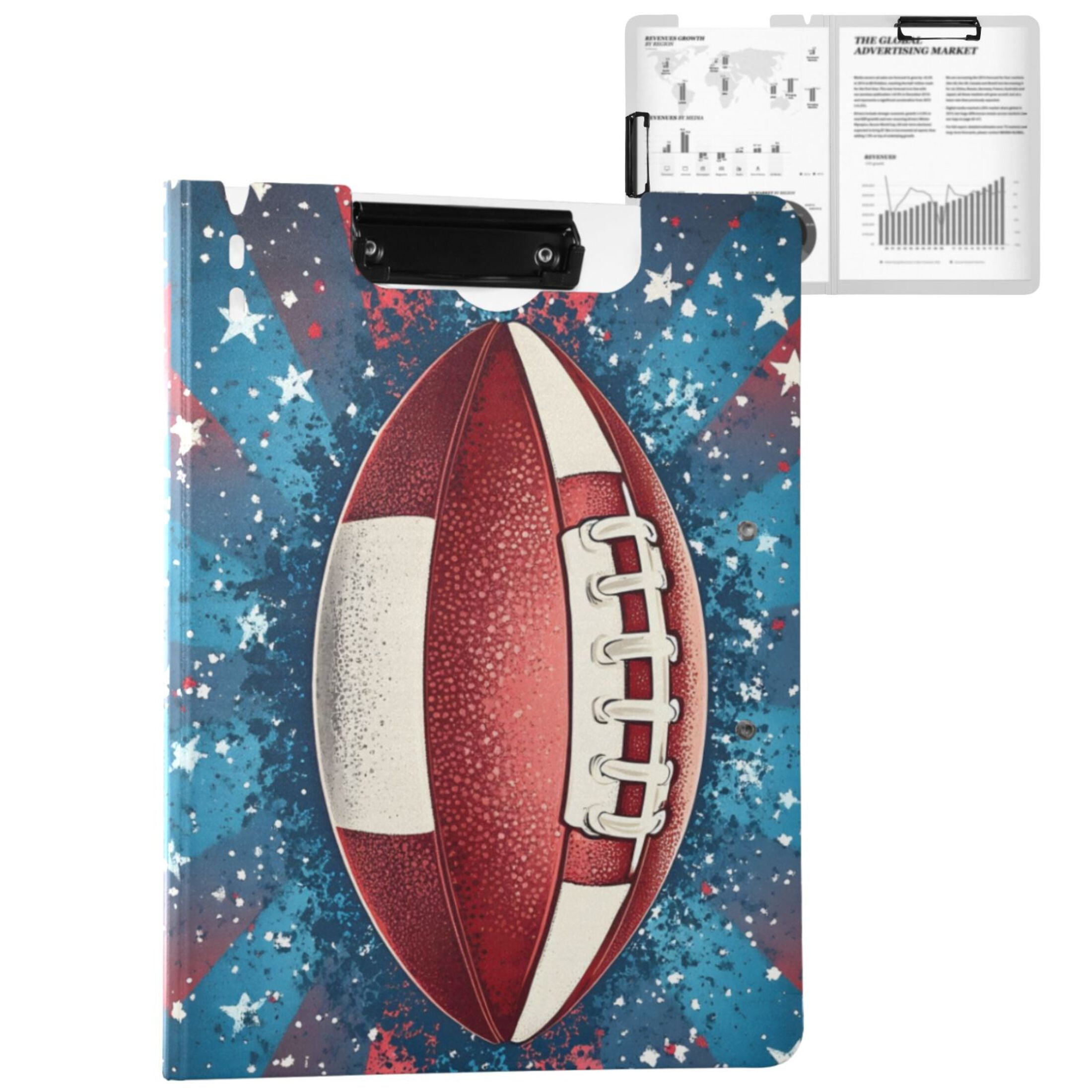ALAZA Football on Flag A4 Foldable Clipboard 360 Degree Folder Binder ...