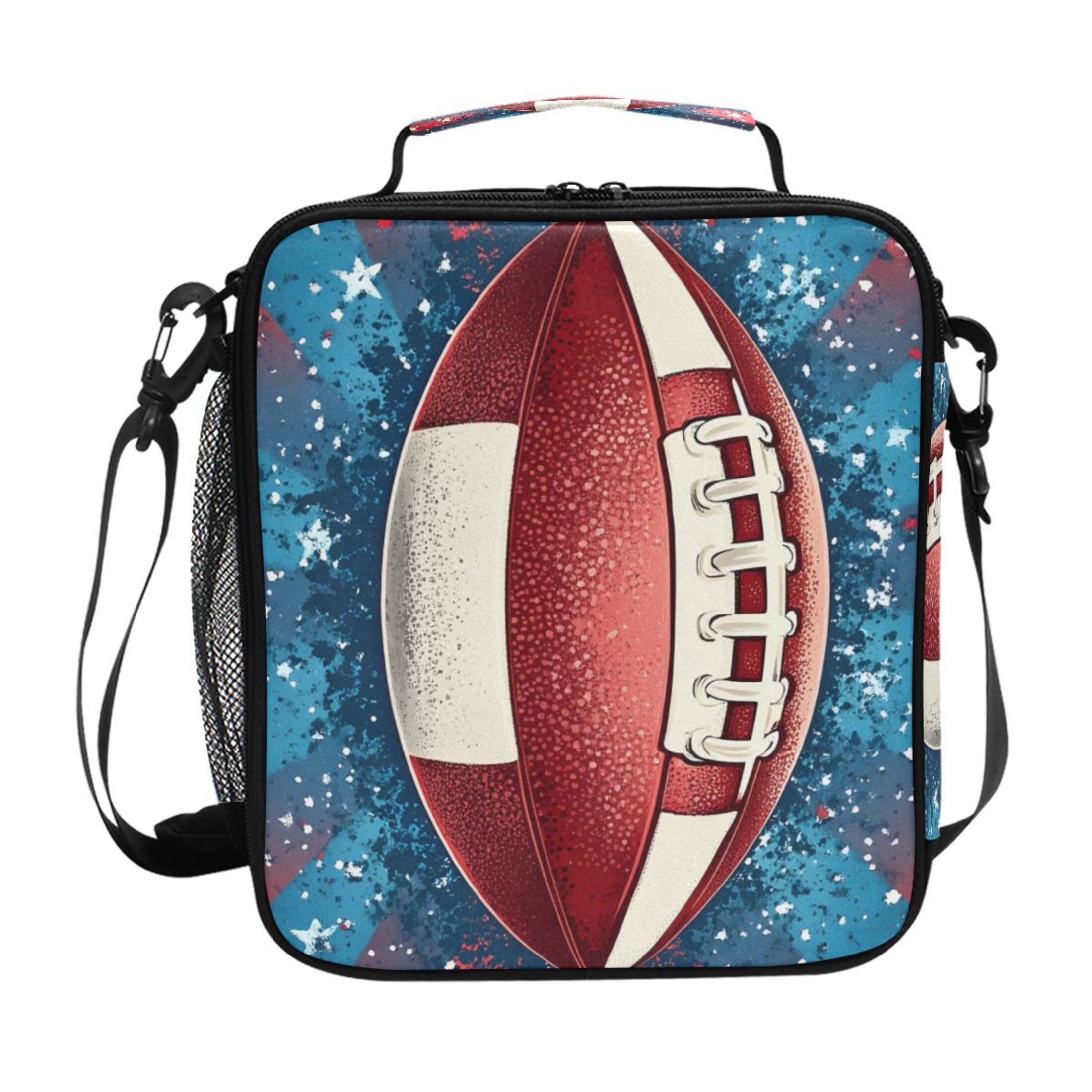 ALAZA Football on Flag Lunch Box Insulated Lunch Bag Reusable Thermal ...