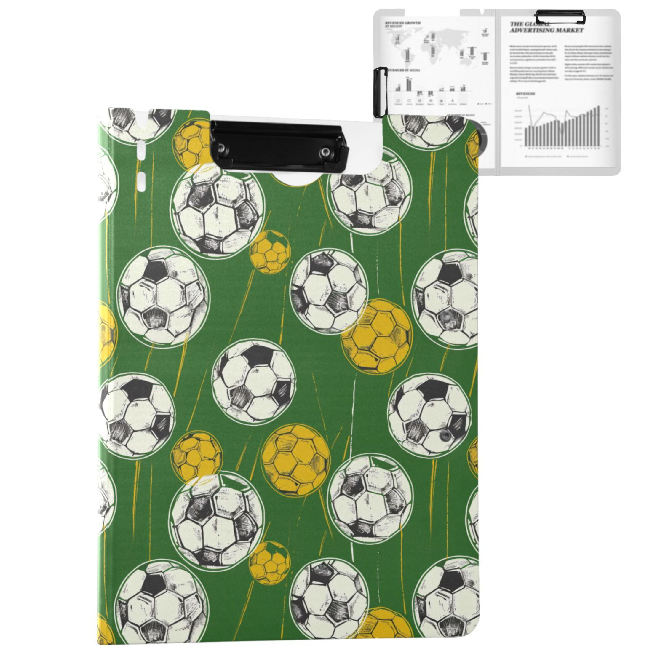 ALAZA Football on Green A4 Foldable Clipboard 360 Degree Folder Binder ...