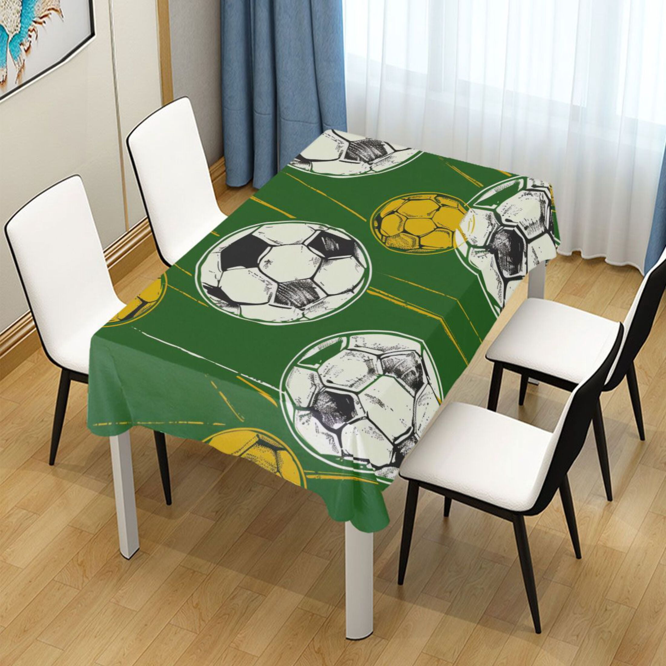 ALAZA Football on Green Rectangle Tablecloth Tablecover Dinning Table ...