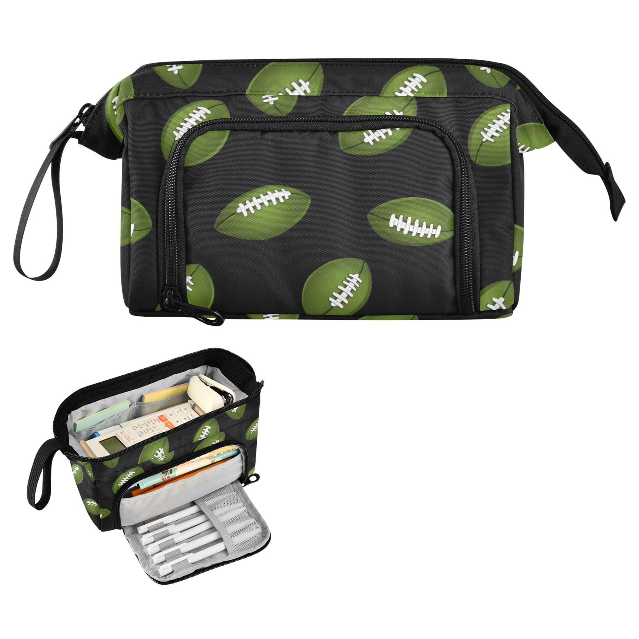 ALAZA Footballs Ball Pencil Pouch Big Capacity Pencil Case Zipper ...