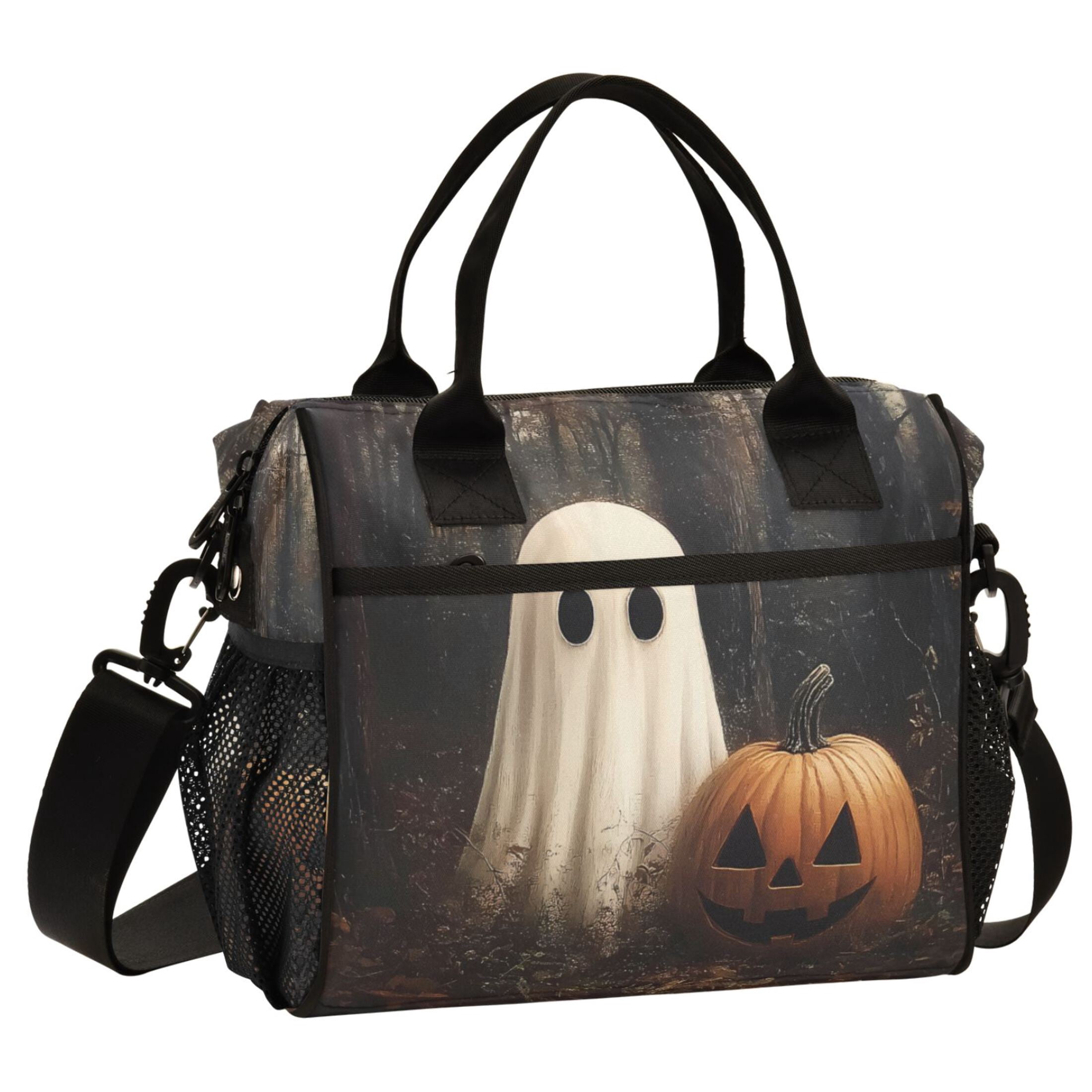 ALAZA Forest with Ghosts Pumpkin Print Cooler Lunch Bag Insulated ...