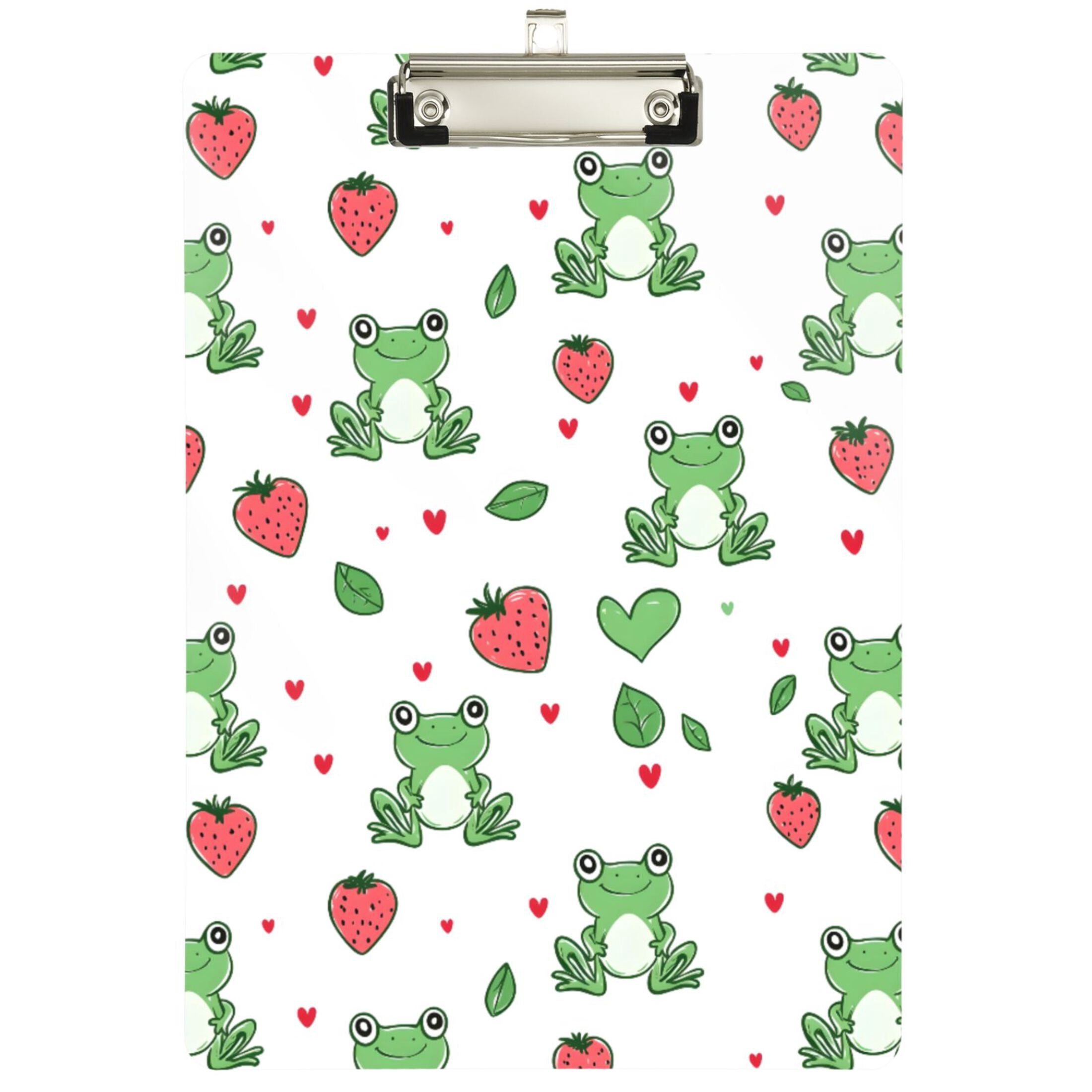 ALAZA Frog Strawberry Plastic Clipboard A4 Letter Size Decorative ...