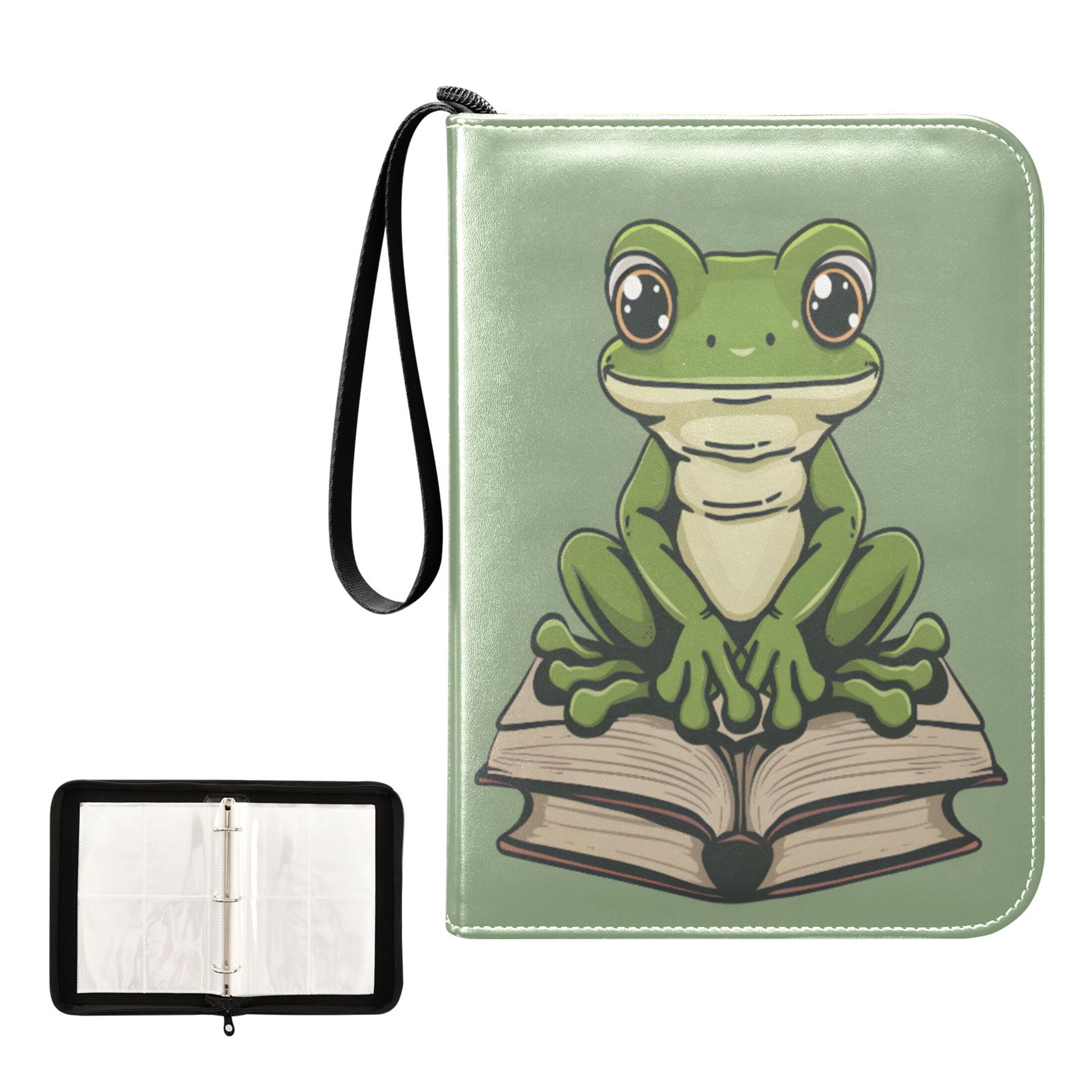 ALAZA Frog on Book Trading Card Binder 4 Pocket Cards Collection Album ...