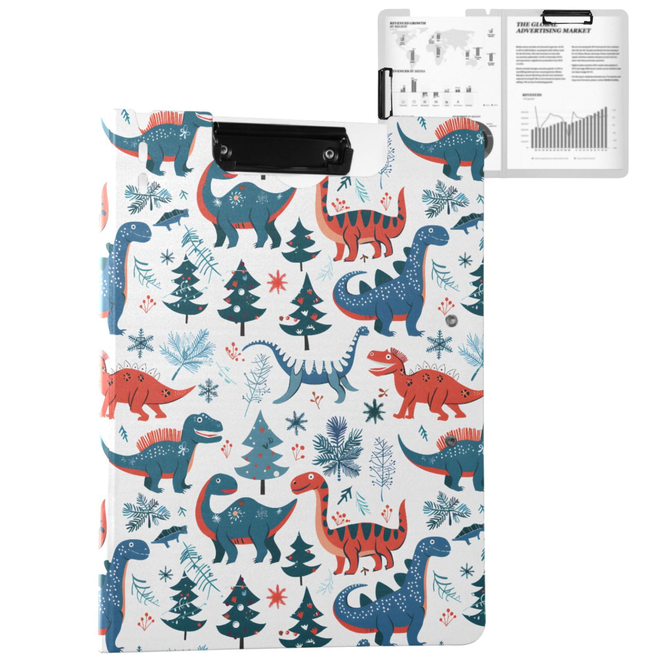 ALAZA Funny Cartoon Dinosaurs A4 Foldable Clipboard 360 Degree Folder ...