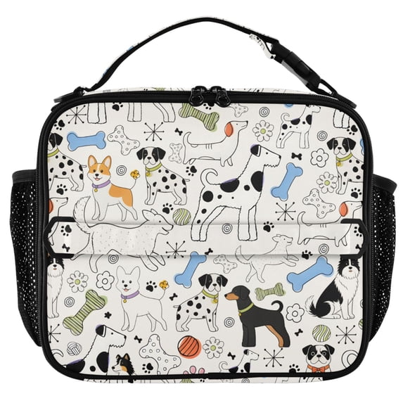 ALAZA Funny Cartoon Dogs Insulated Lunch Box Lunch Bag Cooler Tote with ...