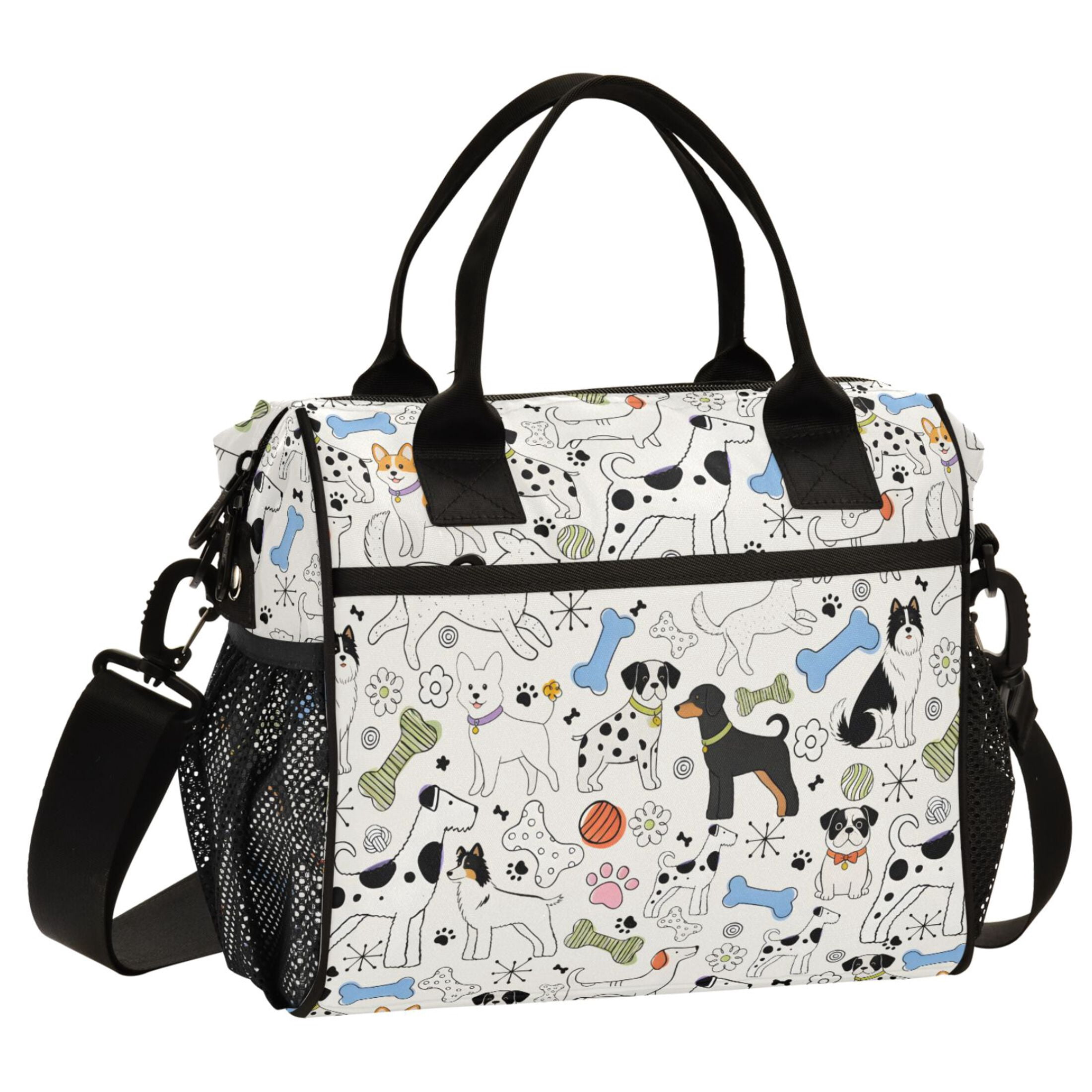 ALAZA Funny Cartoon Dogs Print Cooler Lunch Bag Insulated Reusable ...