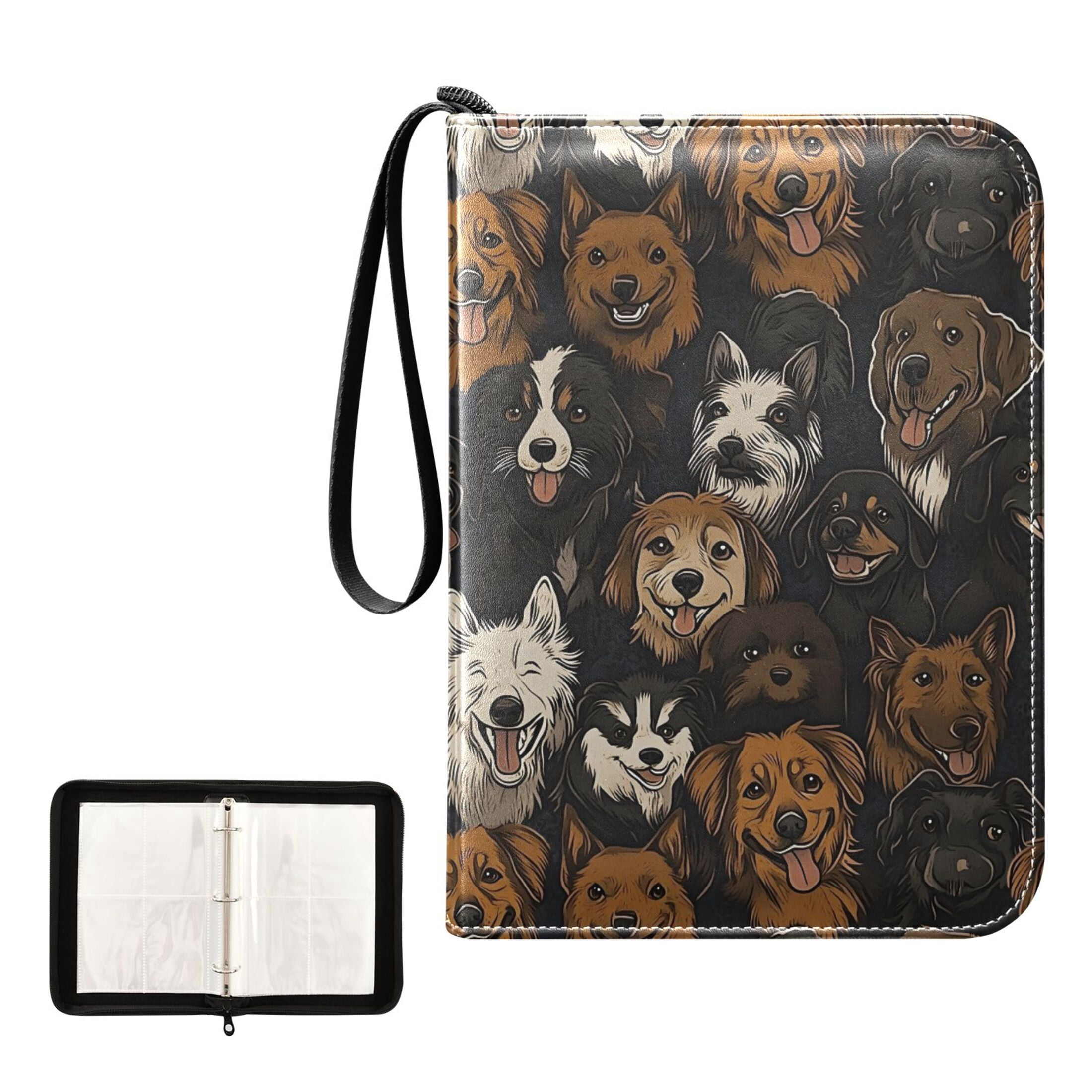 ALAZA Funny Cartoon Doodle Dogs Trading Card Binder 4 Pocket Cards ...