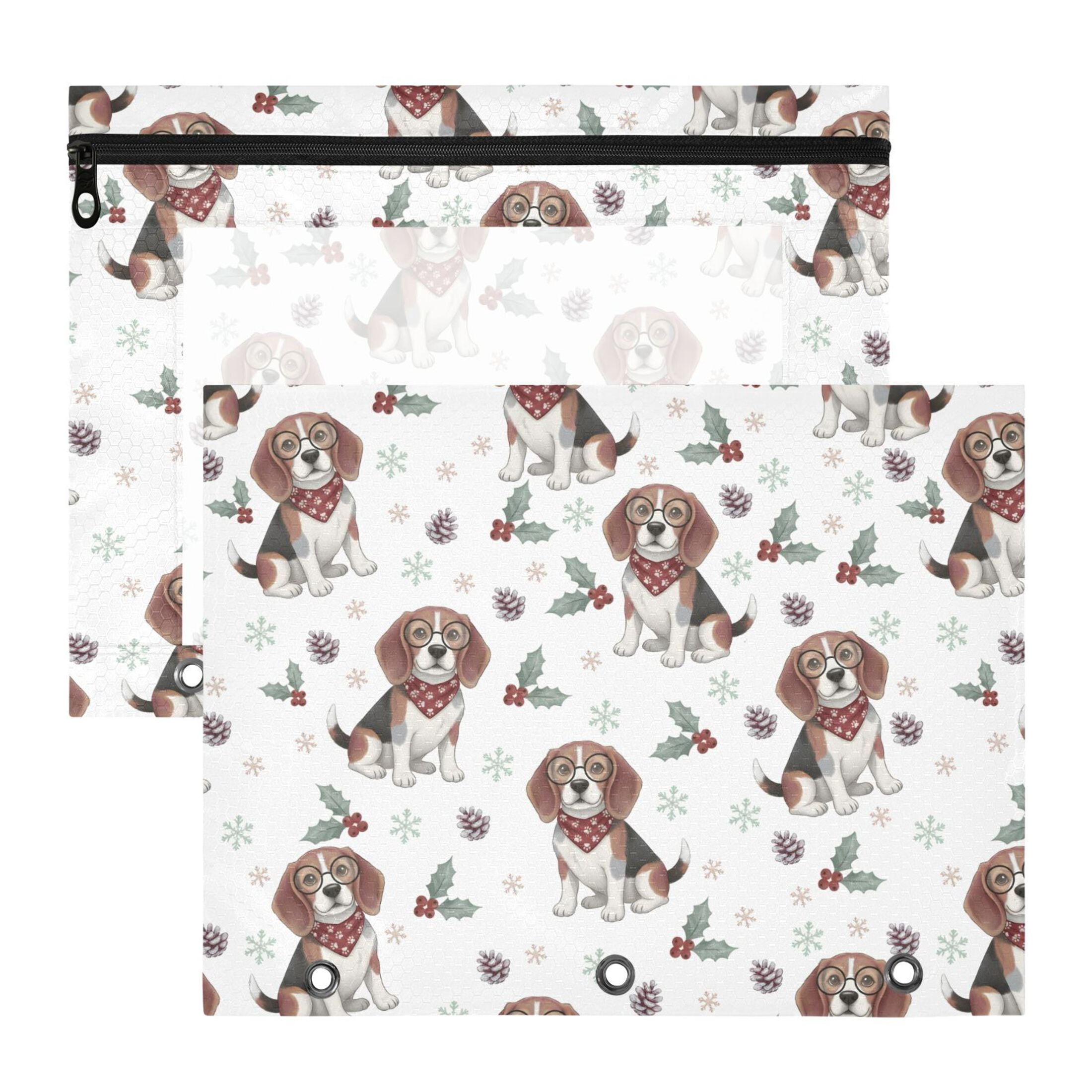 ALAZA Funny Dog Berry Pattern Pencil Pouch 3 Ring Binder with Clear ...
