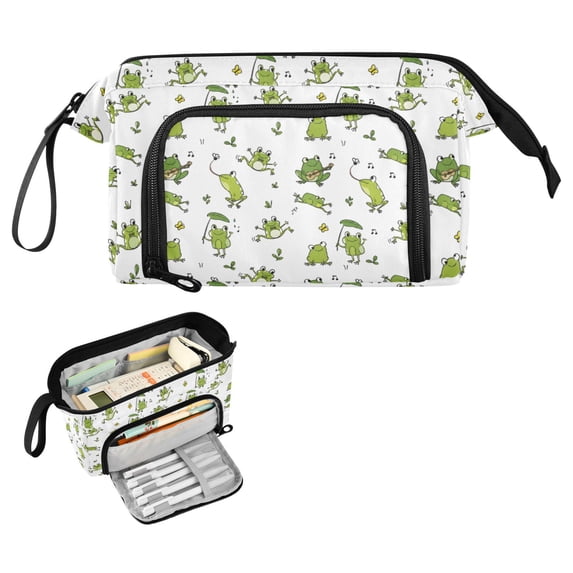 ALAZA Funny Frog Musical Pencil Pouch Big Capacity Pencil Case Zipper ...