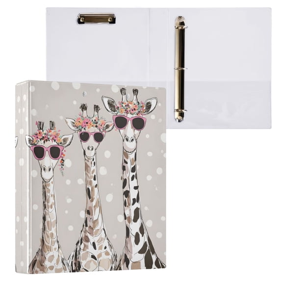 ALAZA Funny Giraffe Hardcover 3 Ring Binder 1.5" D-Rings with Interior ...