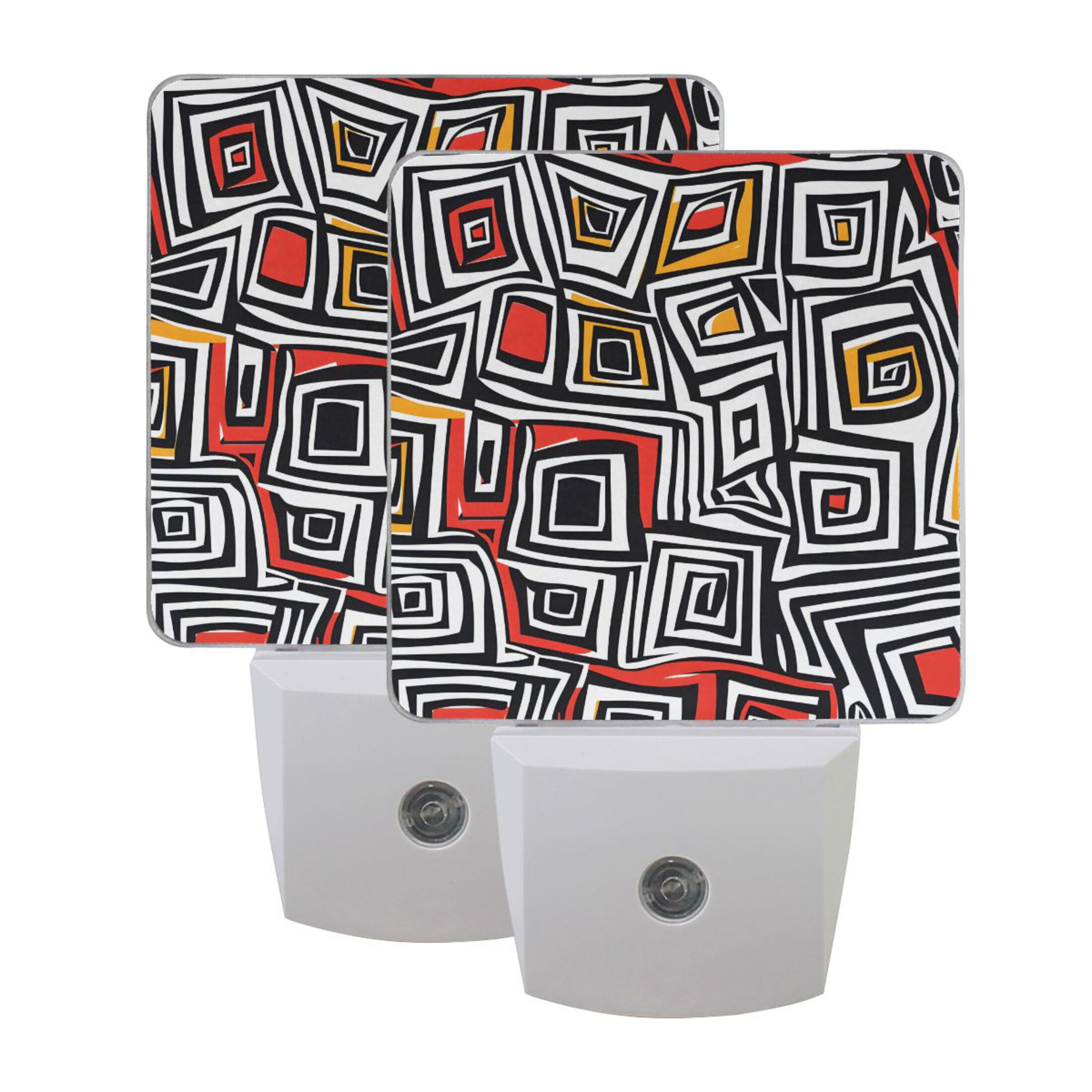 ALAZA Funny Line Geometry Pattern Night Lights 2 Pack Plug-in Wall LED ...