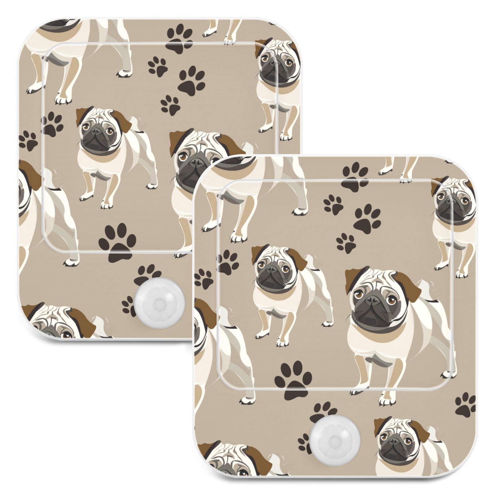 ALAZA Funny Pug Dog Paw Print Cute Puppy Cute Night Lights Plug into ...