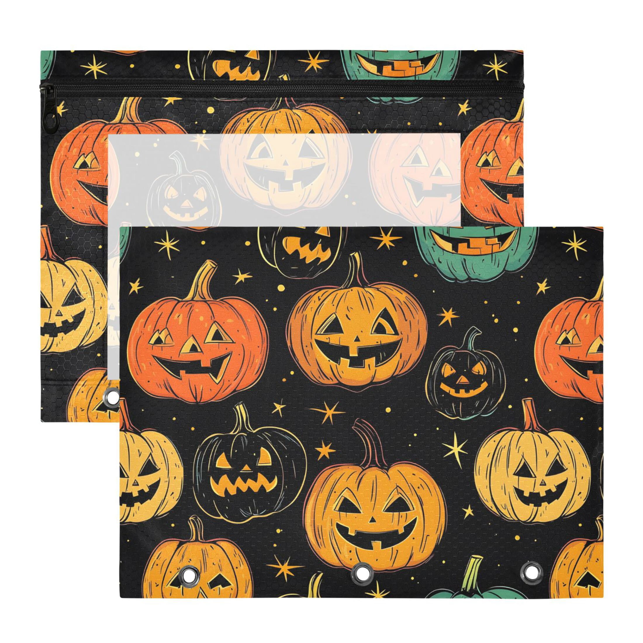 ALAZA Funny Pumpkins Pattern Pencil Pouch 3 Ring Binder with Clear ...