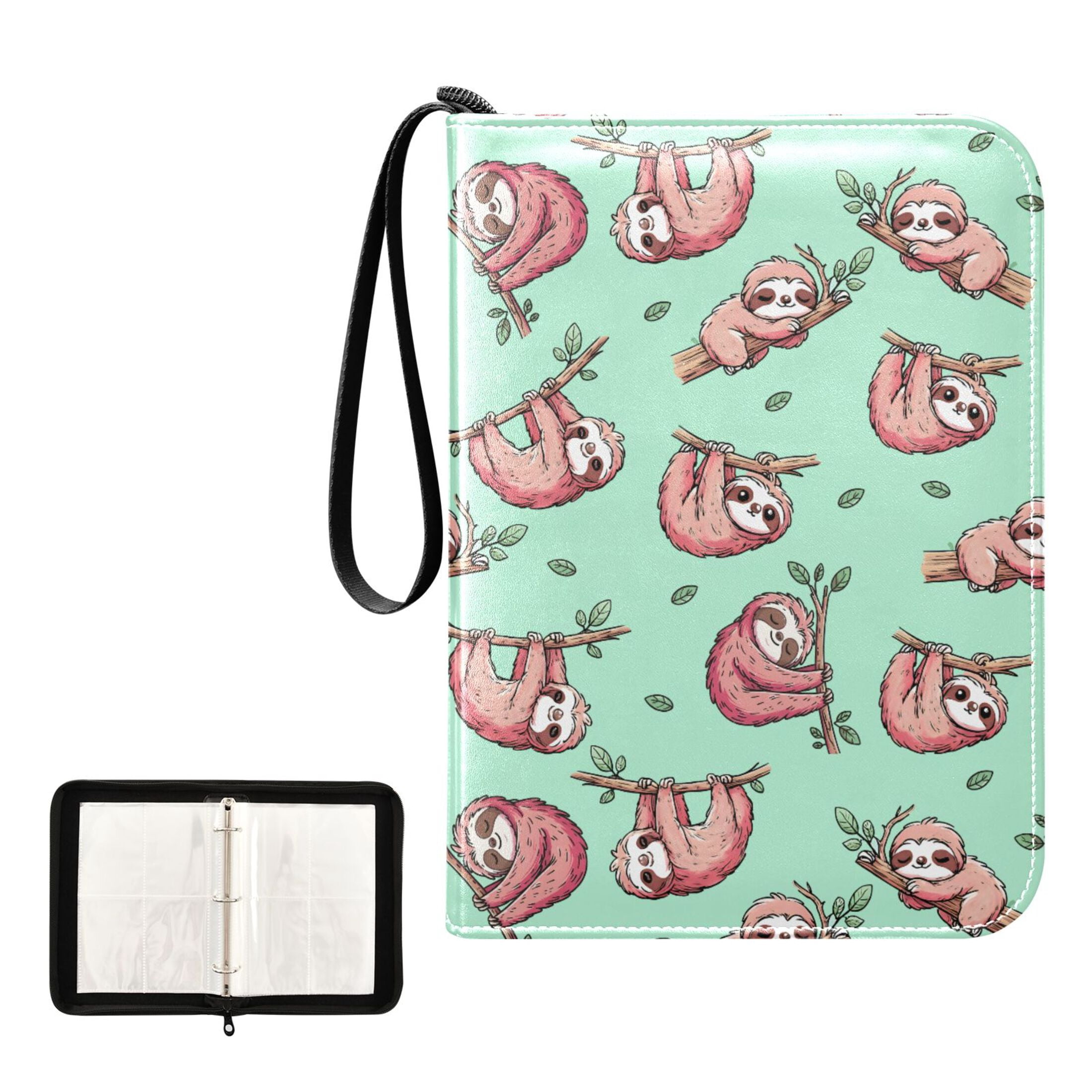 ALAZA Funny Sloth Trading Card Binder 4 Pocket Cards Collection Album ...